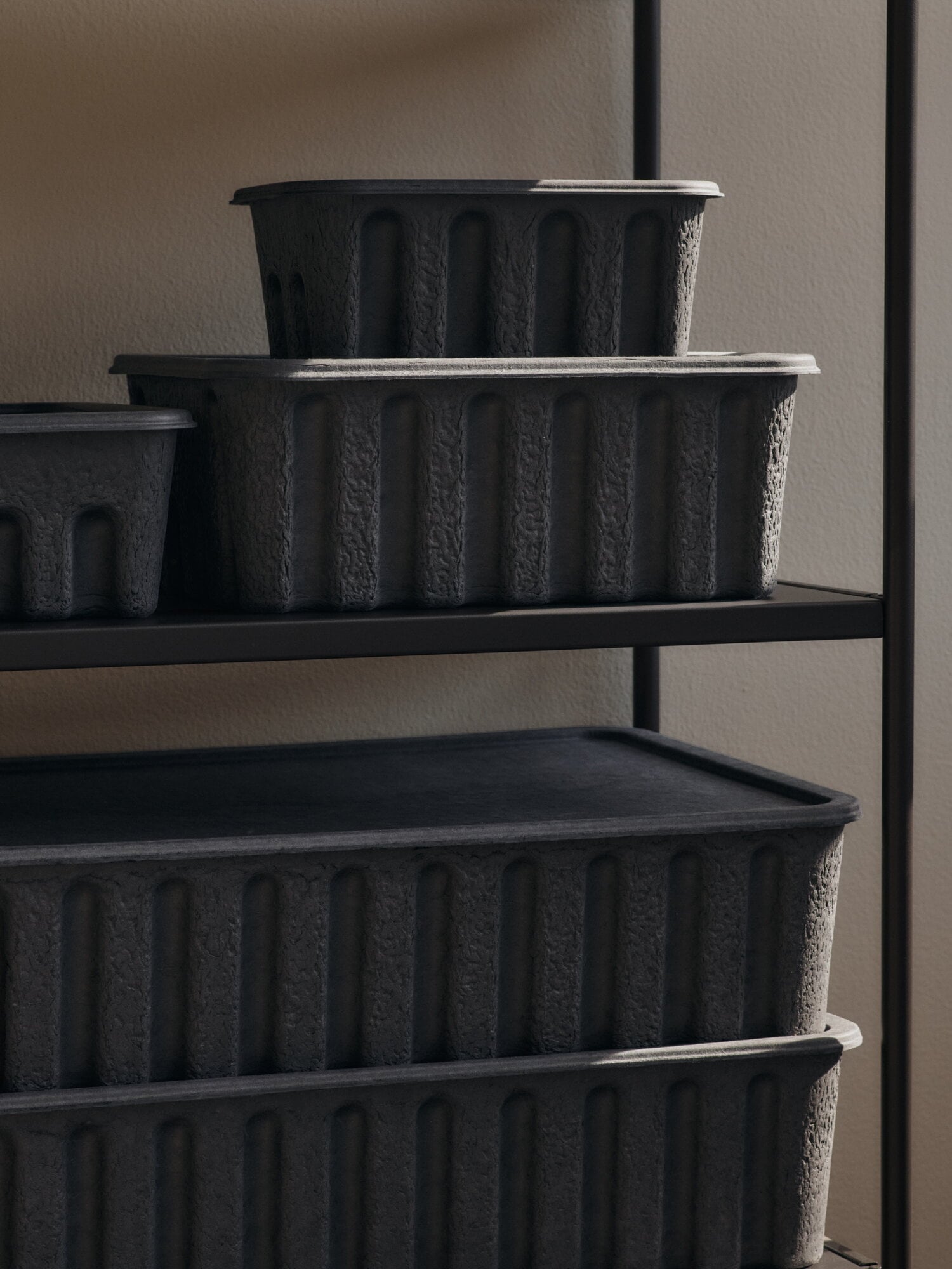 Ferm Living Paper pulp box, small, 2 pcs, charcoal | Finnish Design Shop