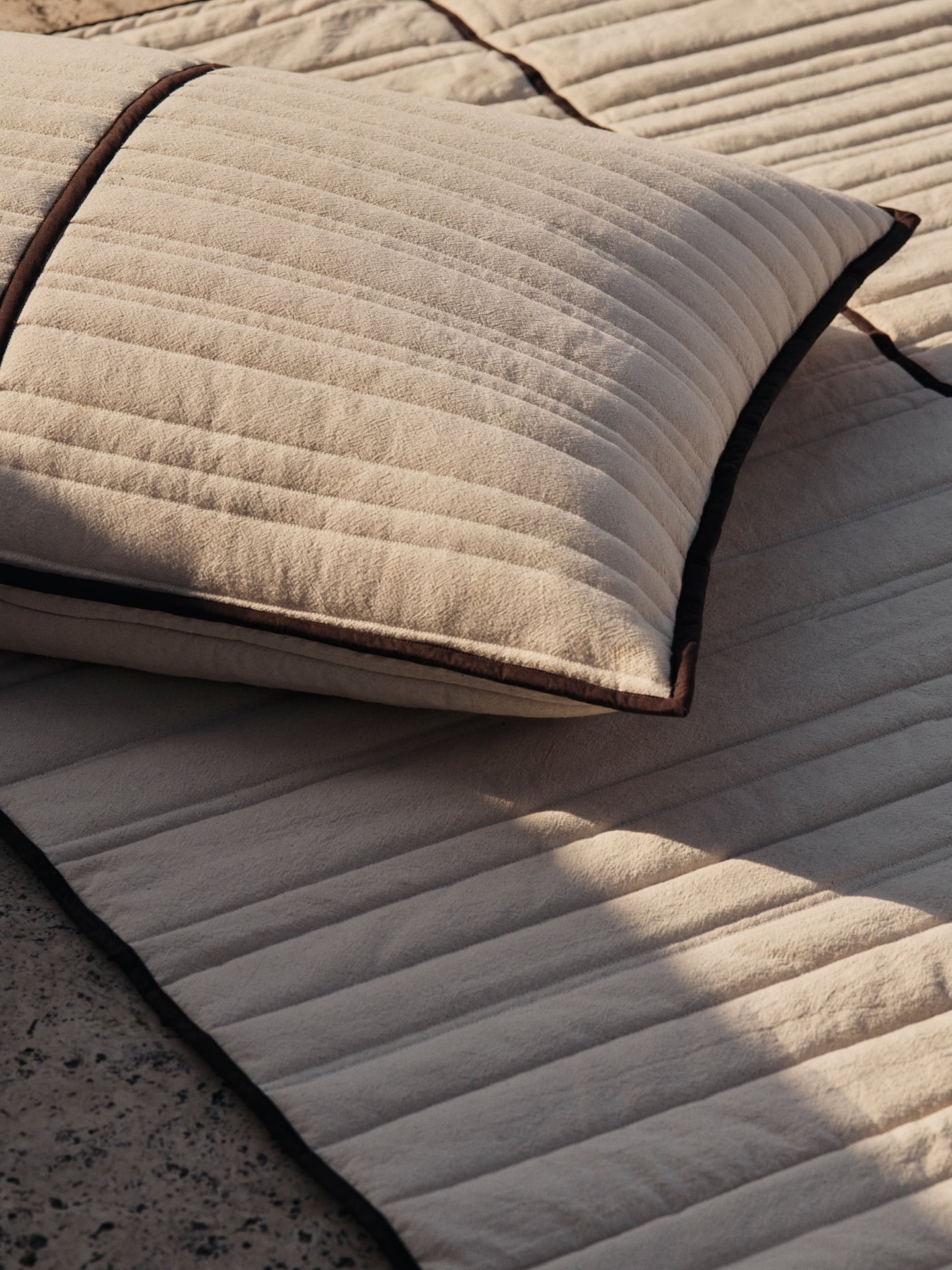 Ferm Living Vari quilted bedspread, single, 180 x 260 cm, natural ...