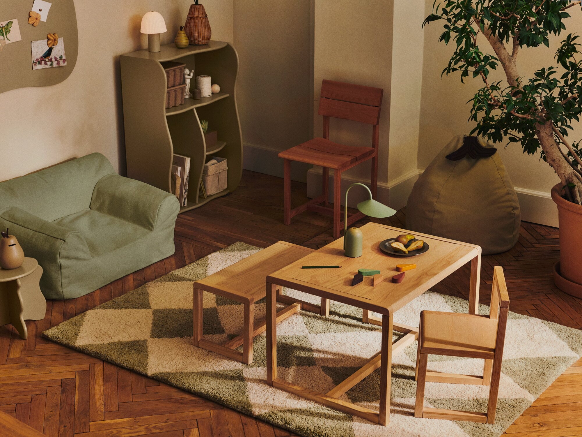 Ferm Living Tilt - Tapis, 140 x 200 cm, vert orme | Finnish Design Shop