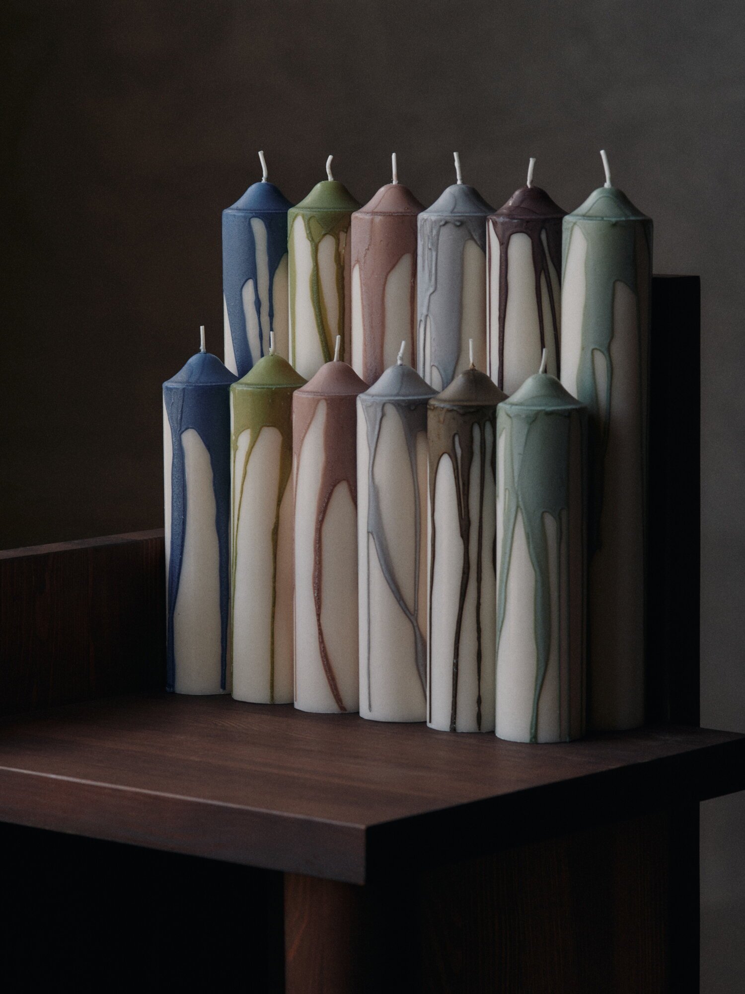 Ferm Living Dryp pillar candle, dark chocolate | Finnish Design Shop