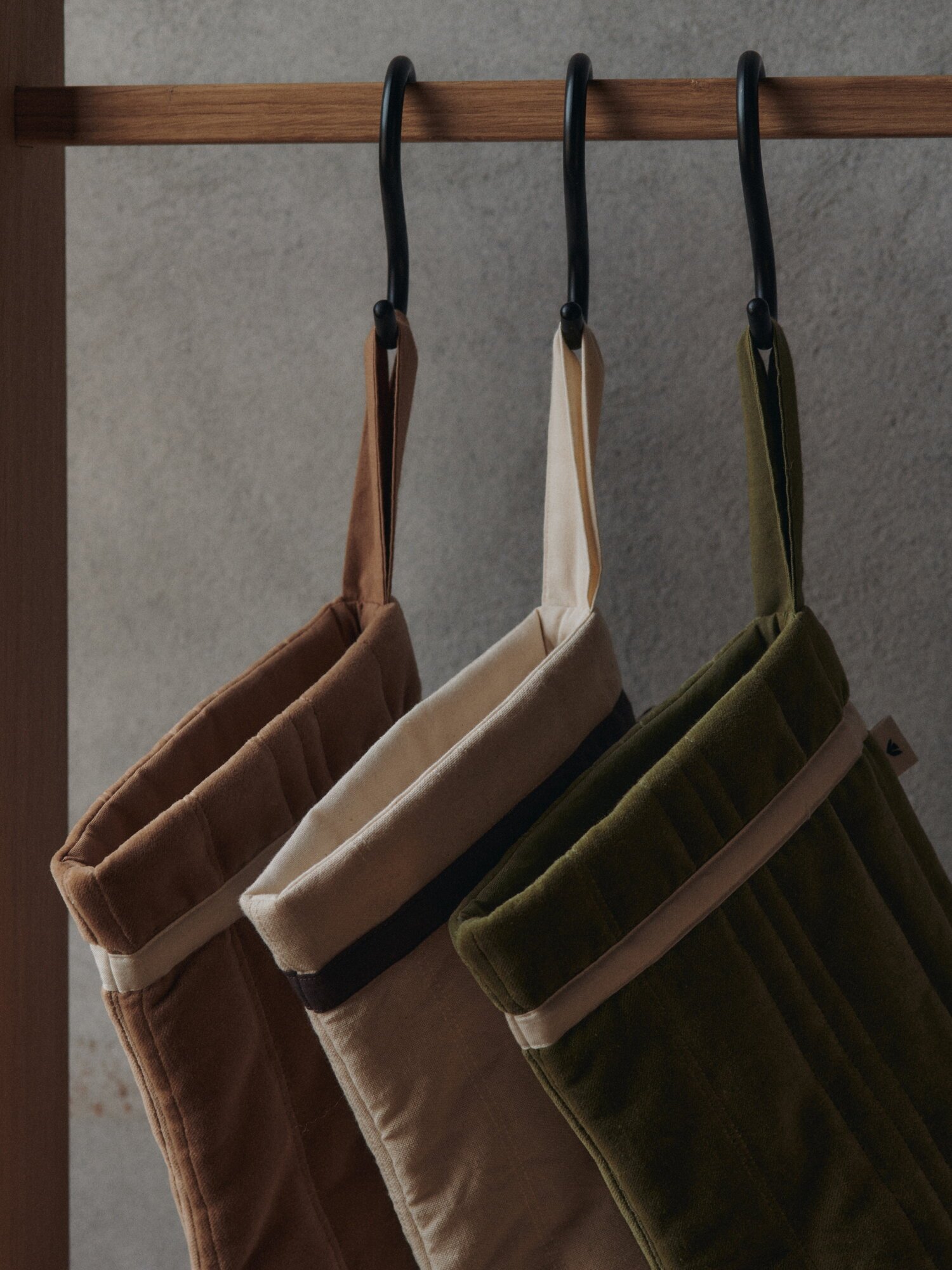 Ferm Living Vari quilted Christmas stocking, cotton, natural | Finnish ...