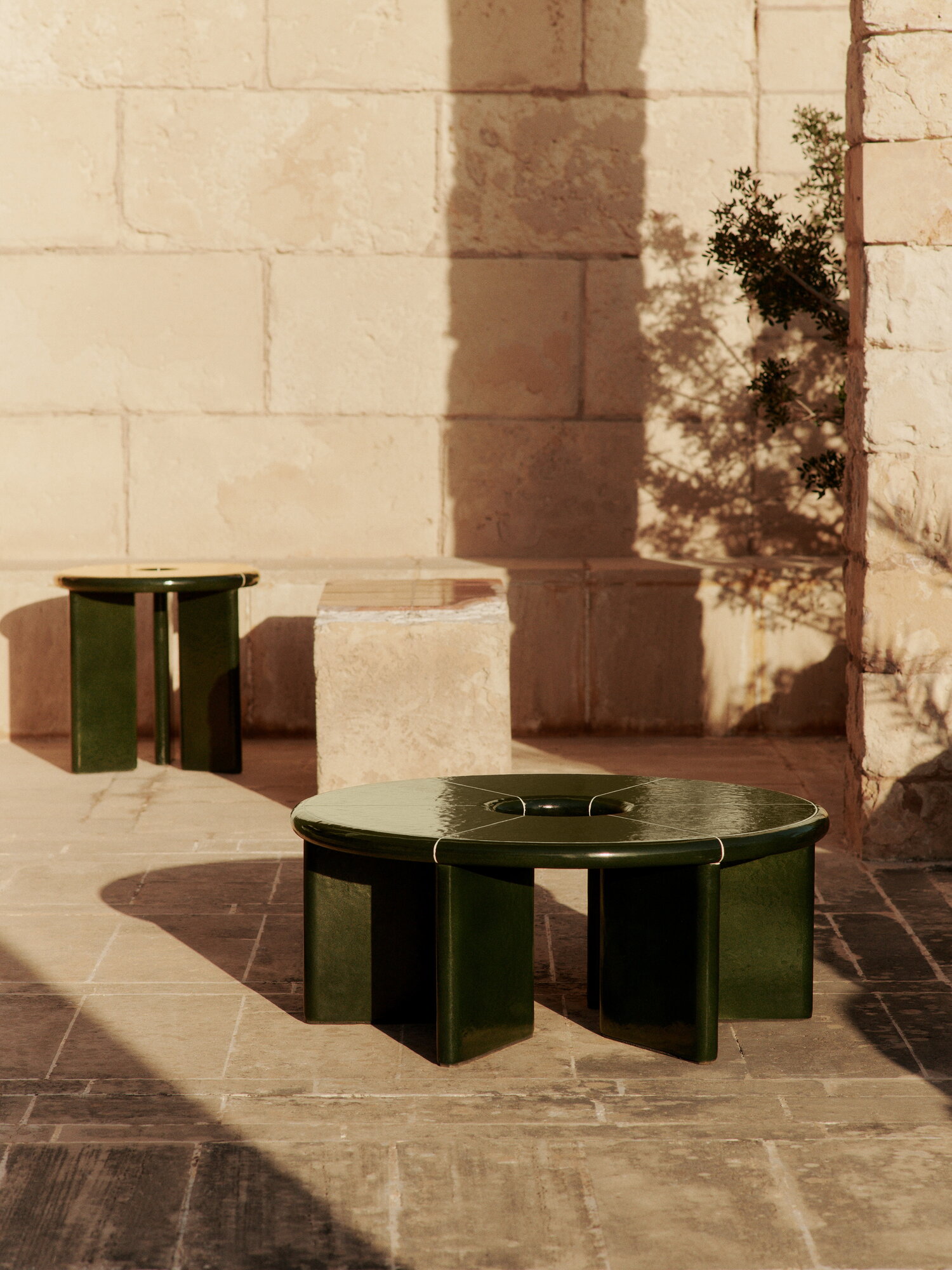 Ferm Living Deya side table, 47 cm, dark green | Finnish Design Shop