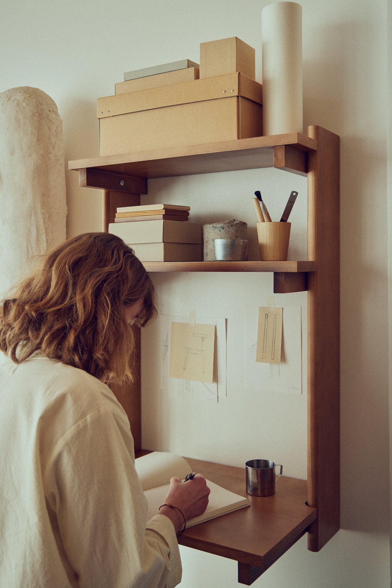 Form & Refine Beam wall office shelf 3, deep brown pine | Finnish ...