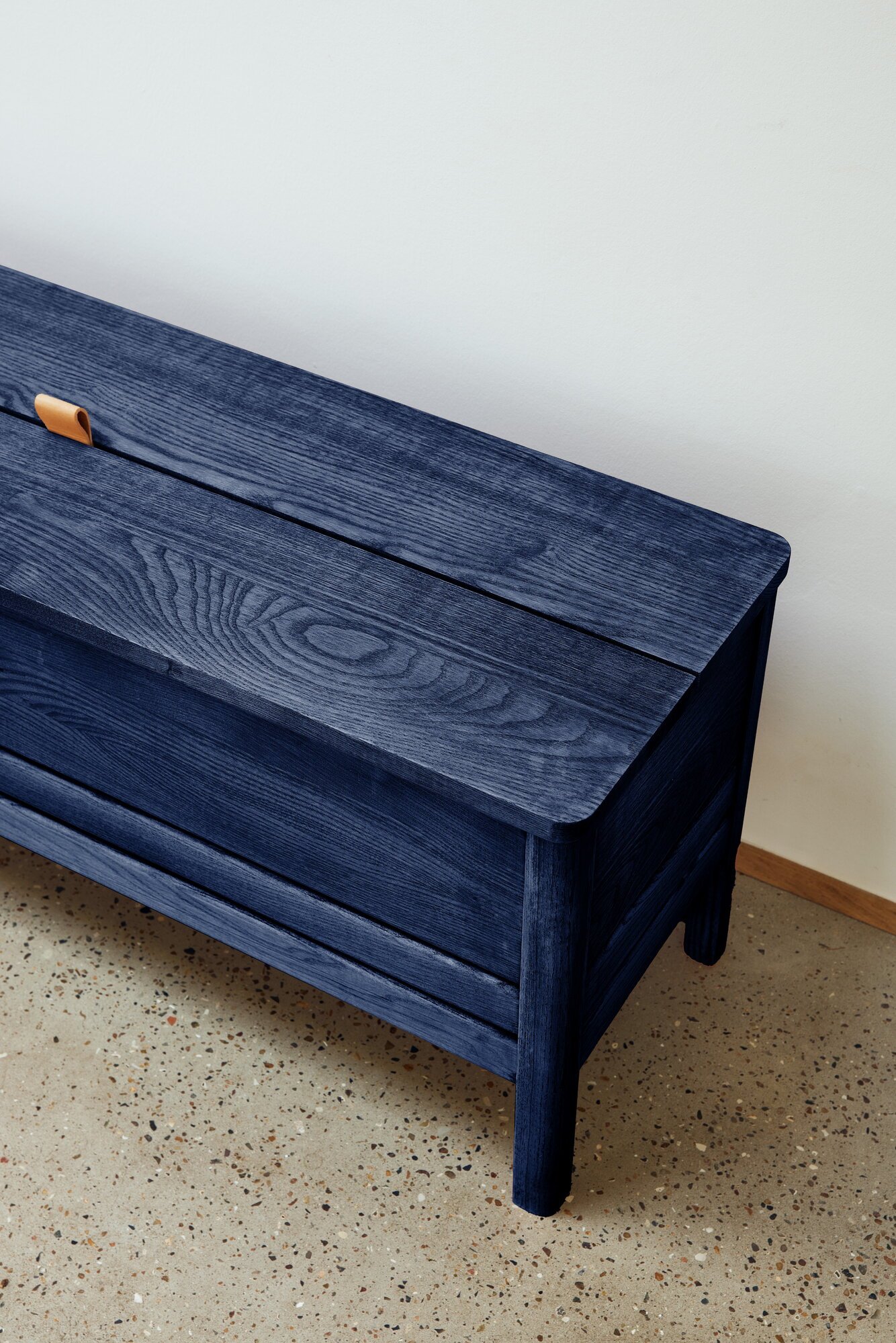 Form & Refine A Line storage bench, 111 cm, indigo blue stained ash ...