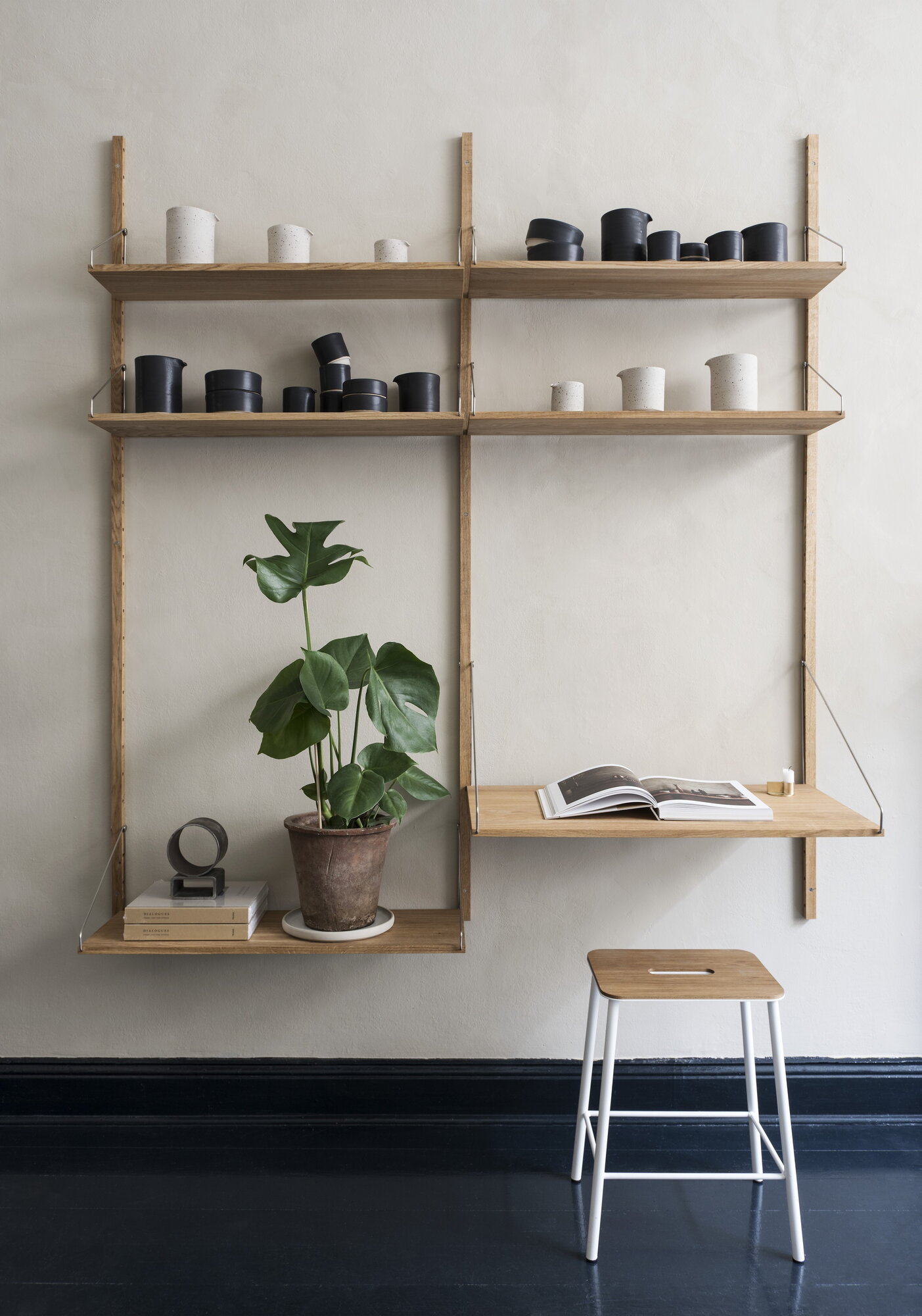 Frama Shelf Library H1148 wall shelf with desk, oiled oak | Finnish ...