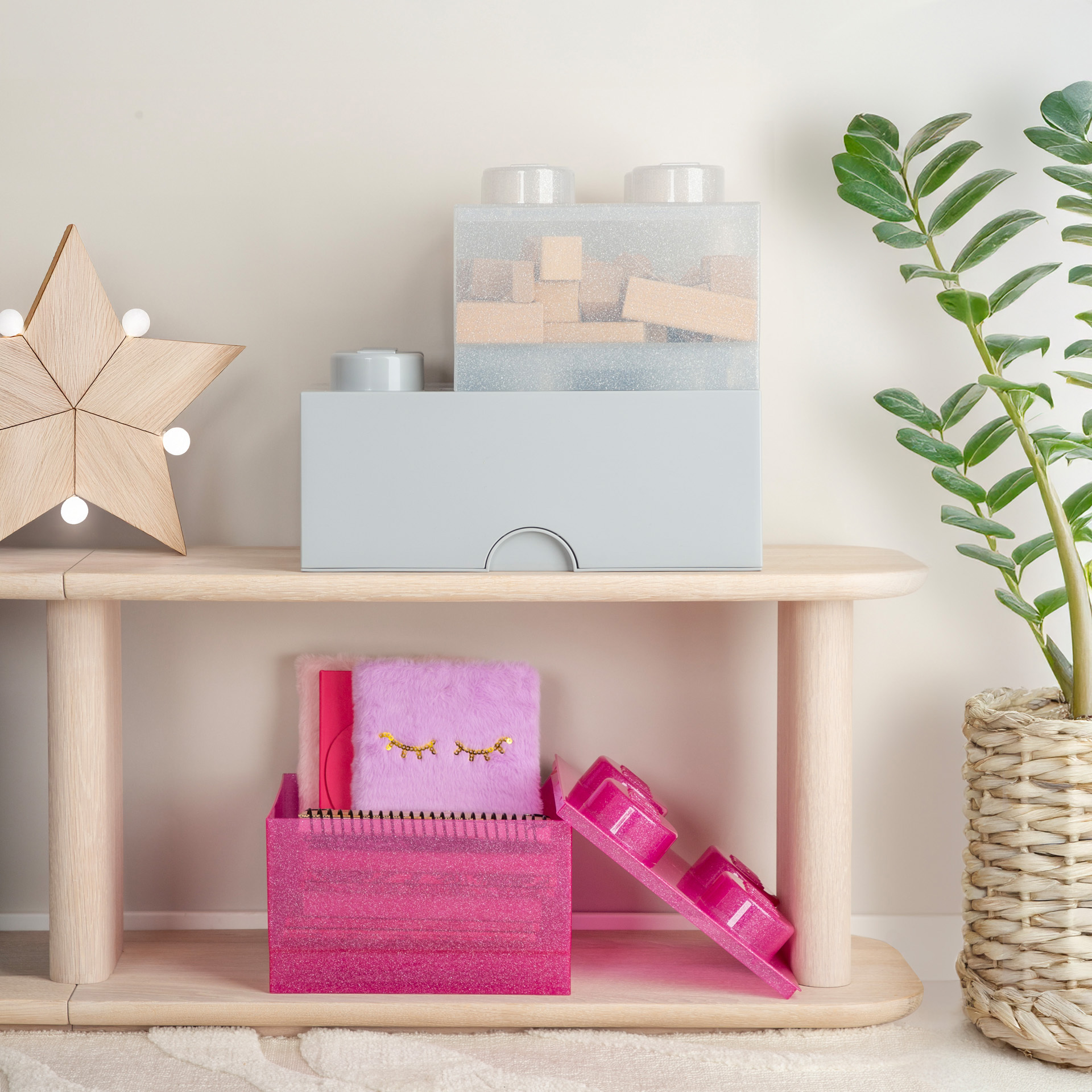 Room Copenhagen Lego Storage Brick 4 Top Lid, glitter medium violet ...