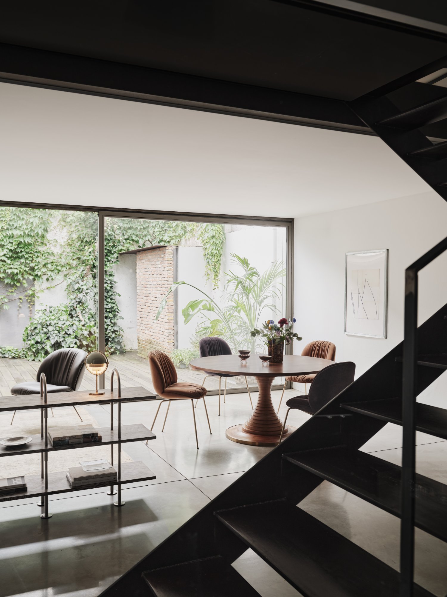 GUBI Beetle Soft dining chair, conic antique brass - Sunday 112 brown ...