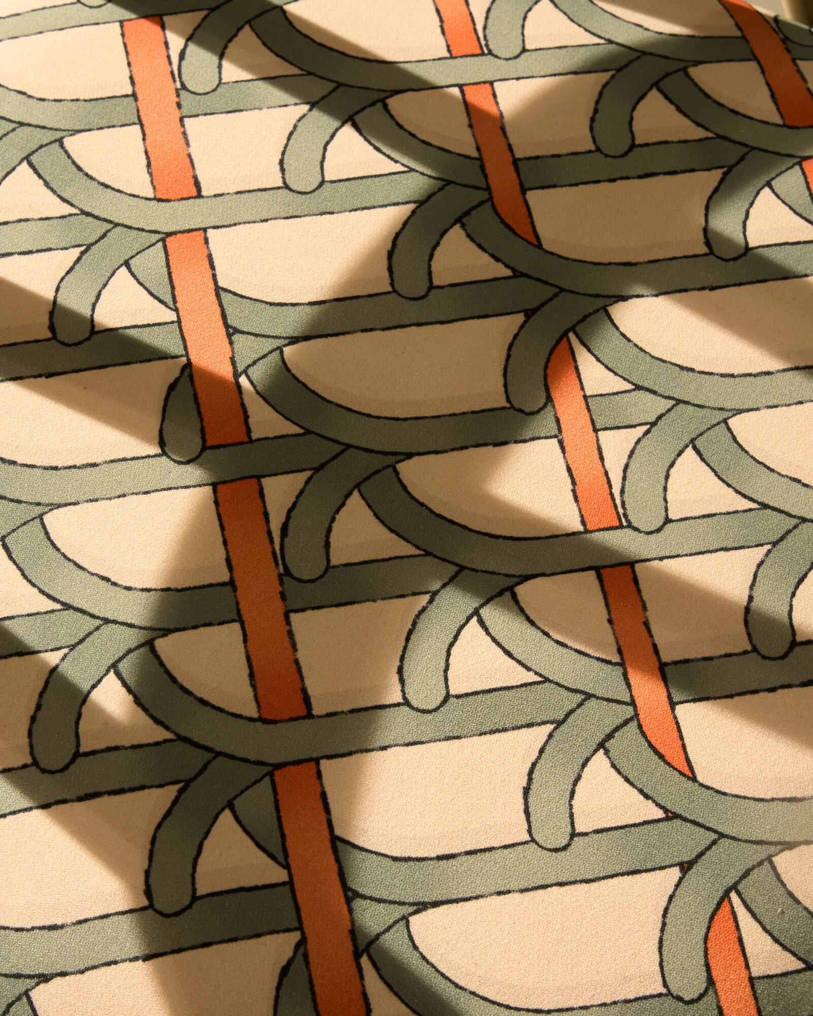 GUBI Bistra dining armchair, olive stained rattan - Reales Pattern 001 ...