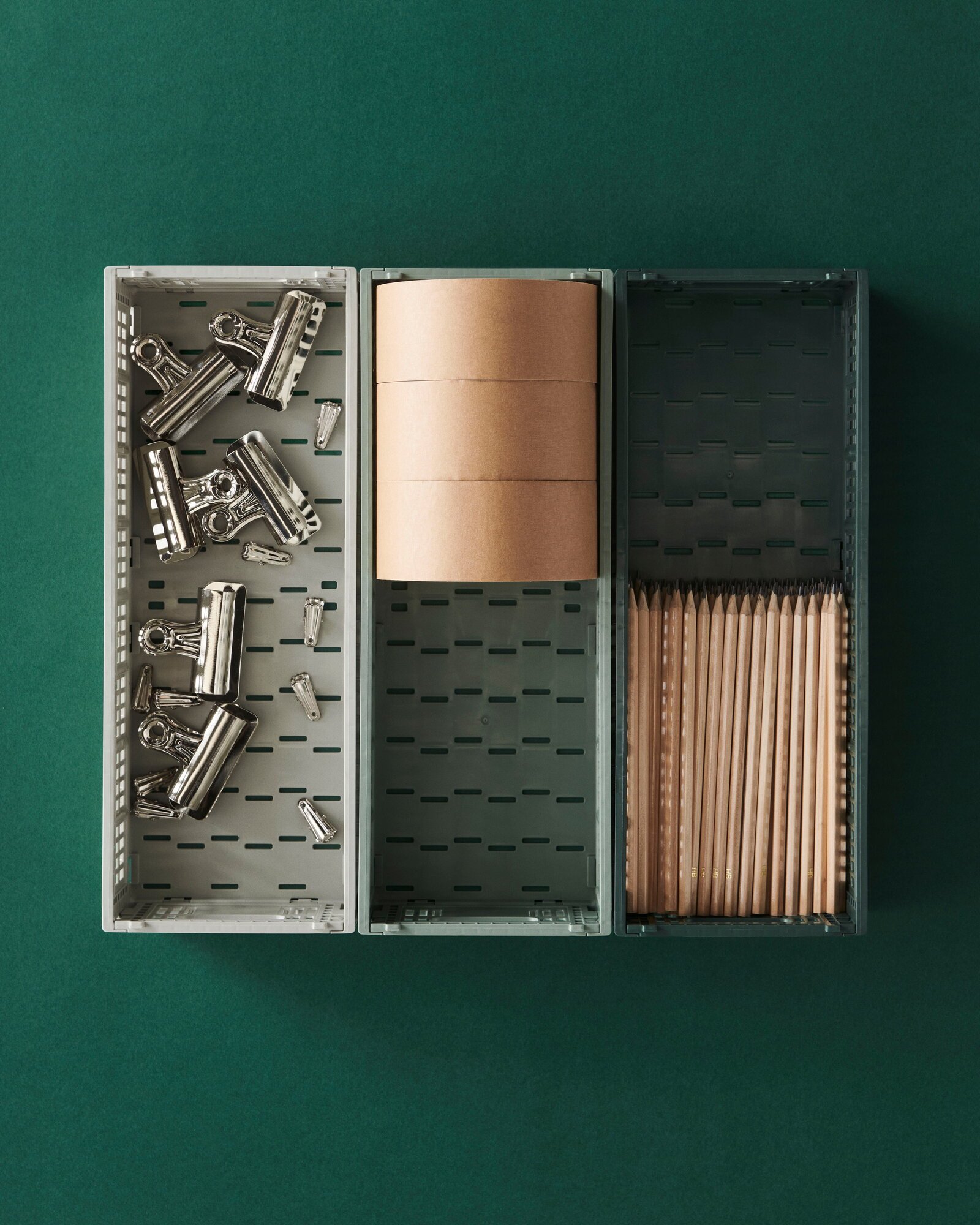 HAY Colour Crate Mini, Oblong, recycled plastic, sage green | Finnish ...