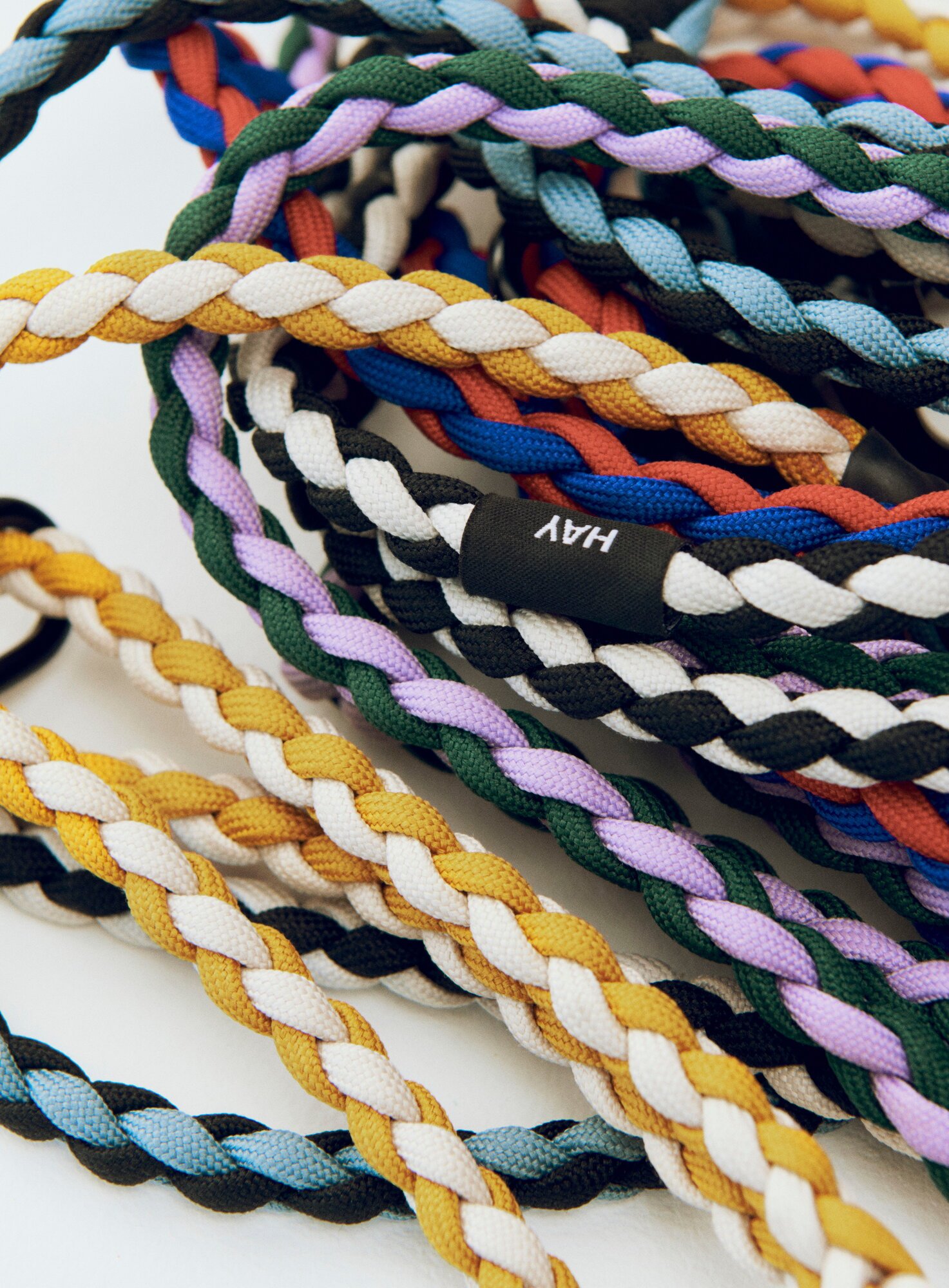 HAY Dogs leash, braided, adjustable, off-white - ochre | Finnish Design ...