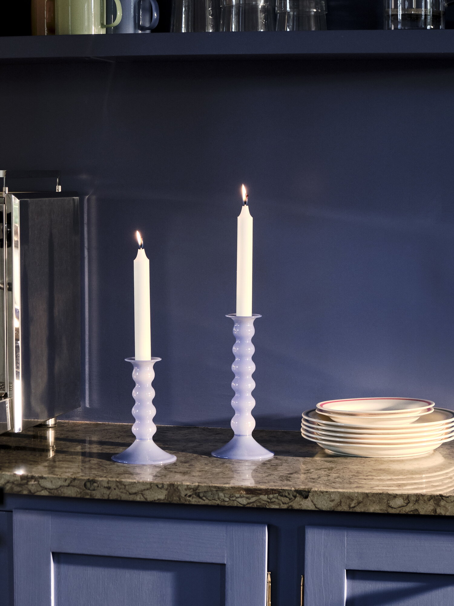 HAY Wavy kynttilänjalka, L, jade vaaleansininen | Finnish Design Shop
