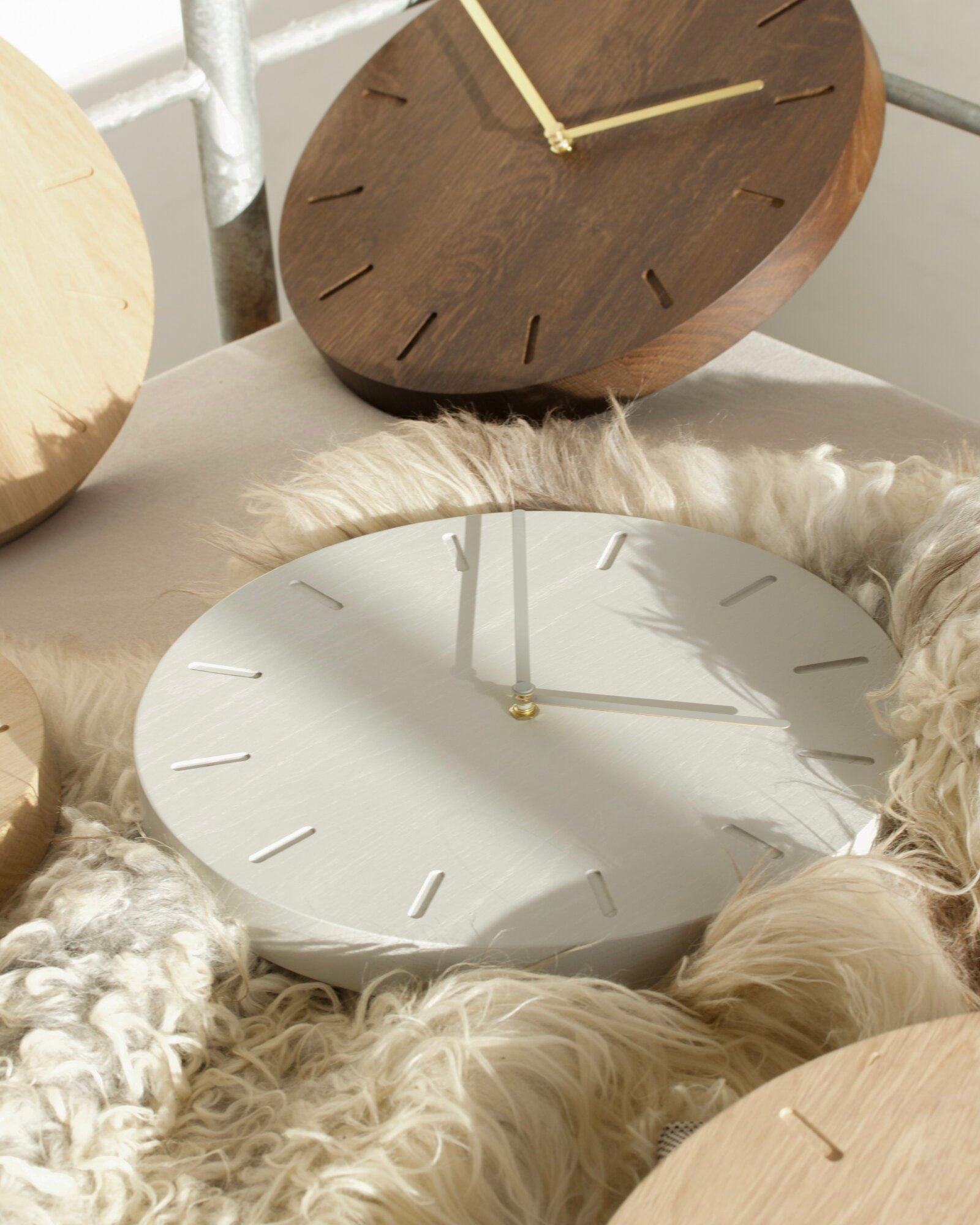 applicata Watch:Out wall clock, oak - grey | Finnish Design Shop