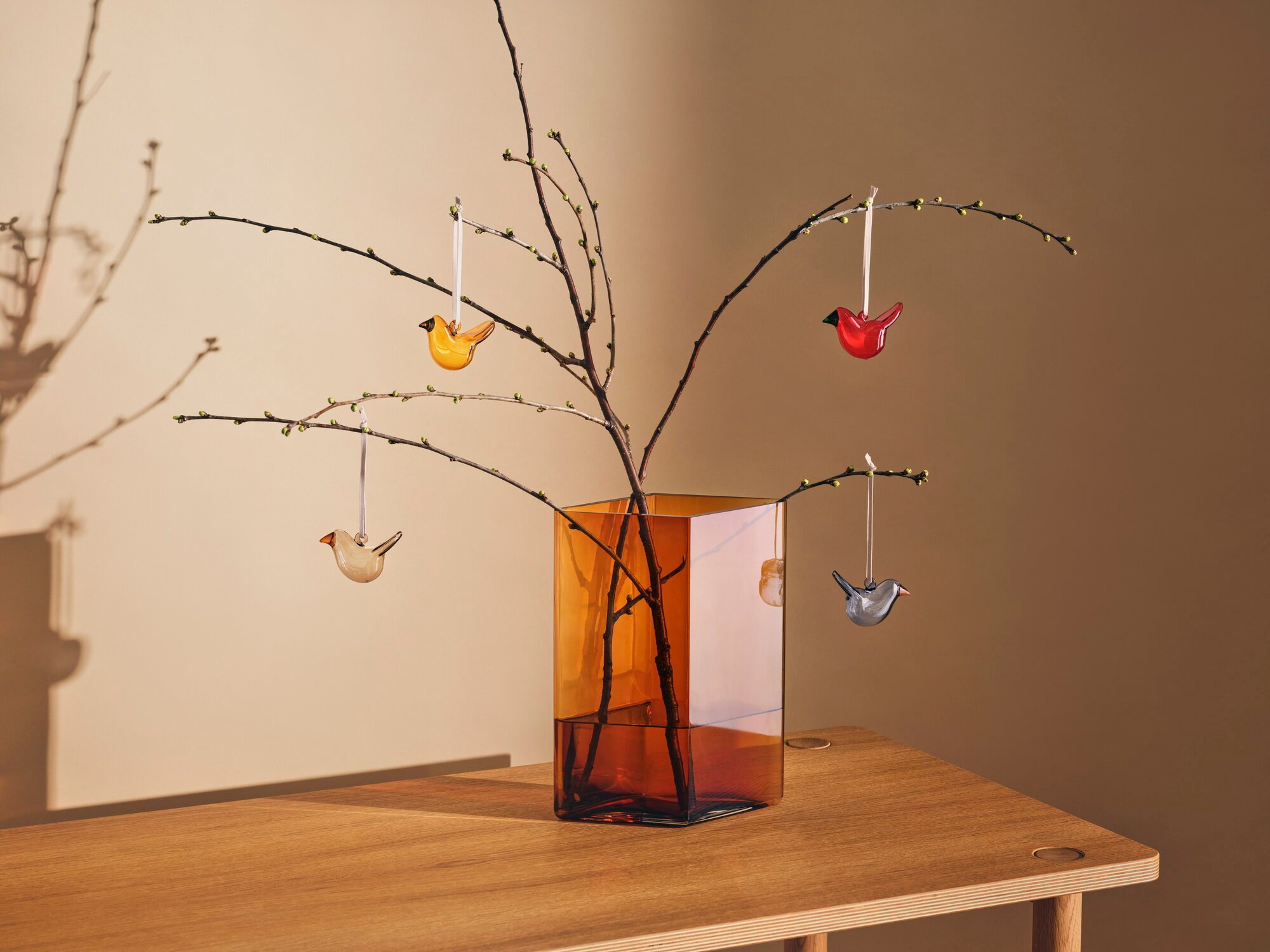 Iittala Mini glass bird, 3 pcs, red | Finnish Design Shop