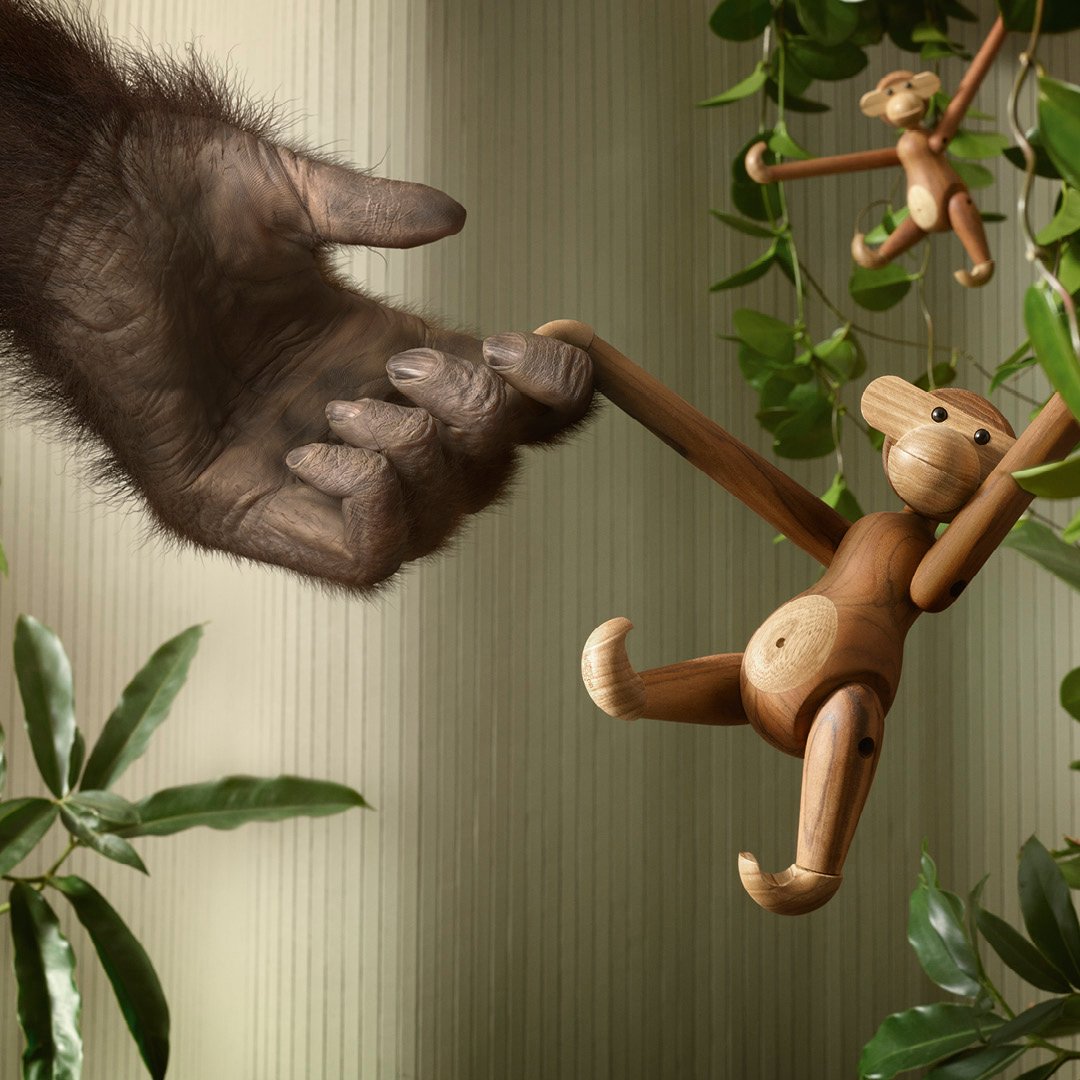 Kay Bojesen Denmark Wooden Monkey, large, teak | Finnish Design Shop UK