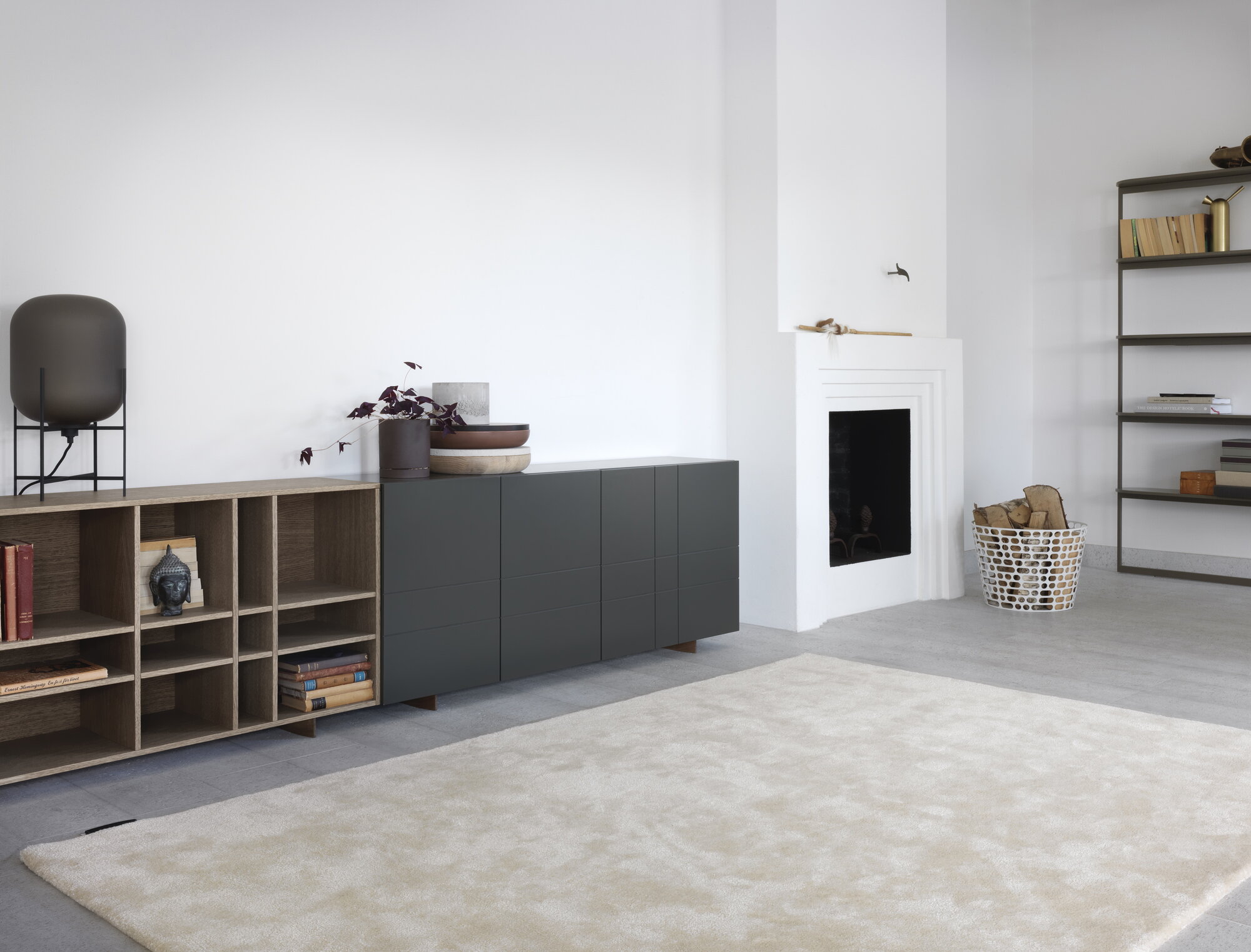 Asplund Kilt sideboard 137, storm grey - smoked oak | Finnish Design Shop