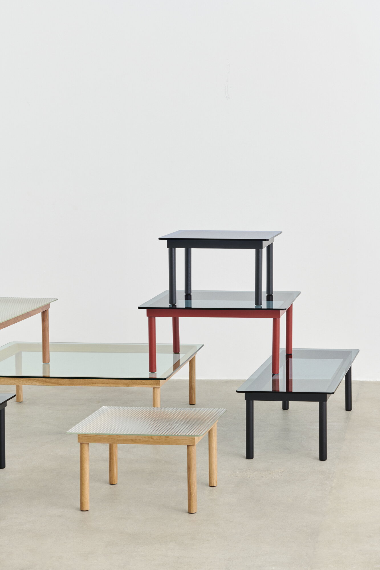 HAY Kofi table 60 x 60 cm, lacquered oak - reeded glass | Finnish ...