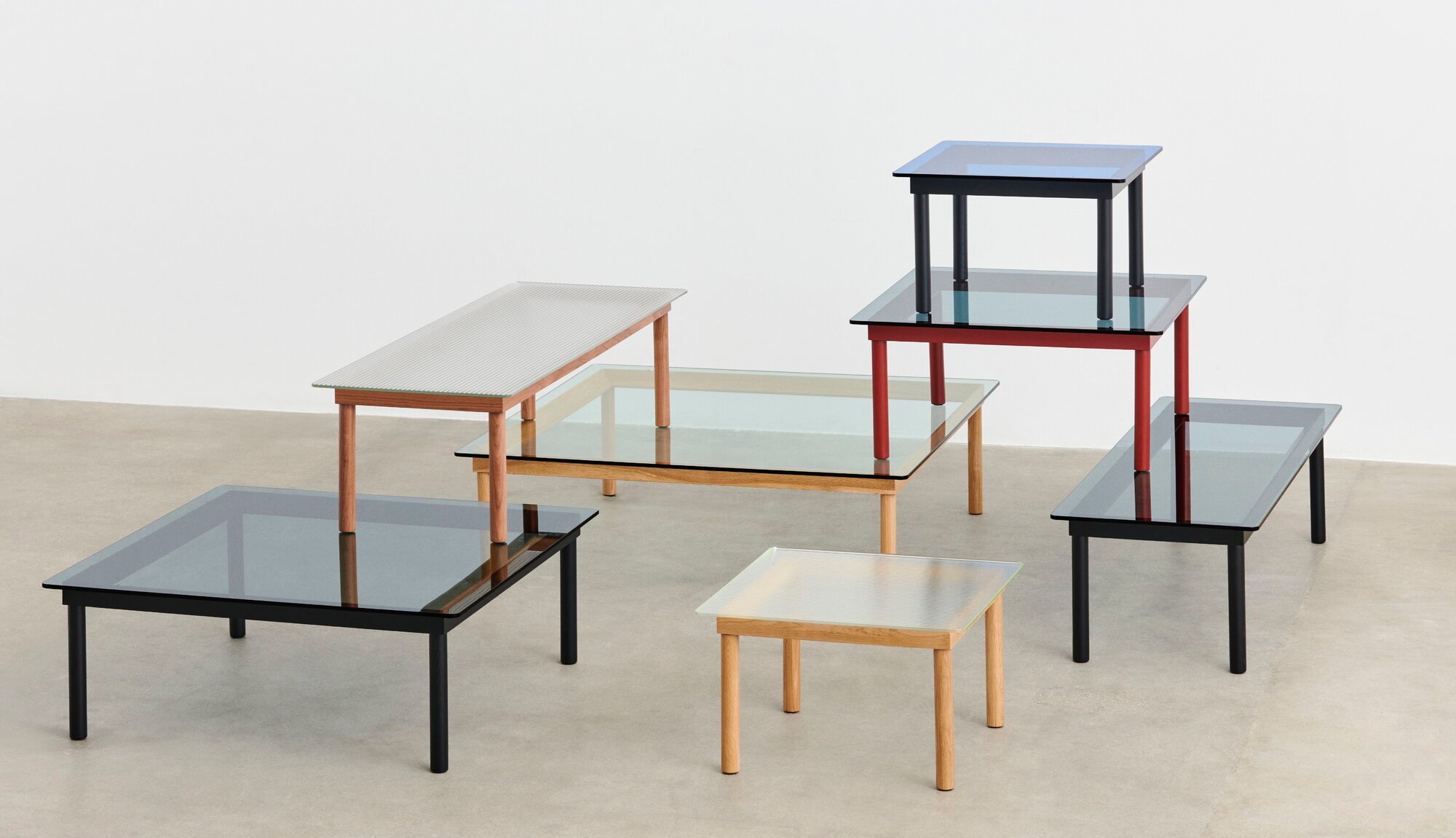 HAY Kofi table 80 x 80 cm, lacquered oak - reeded glass | Finnish ...