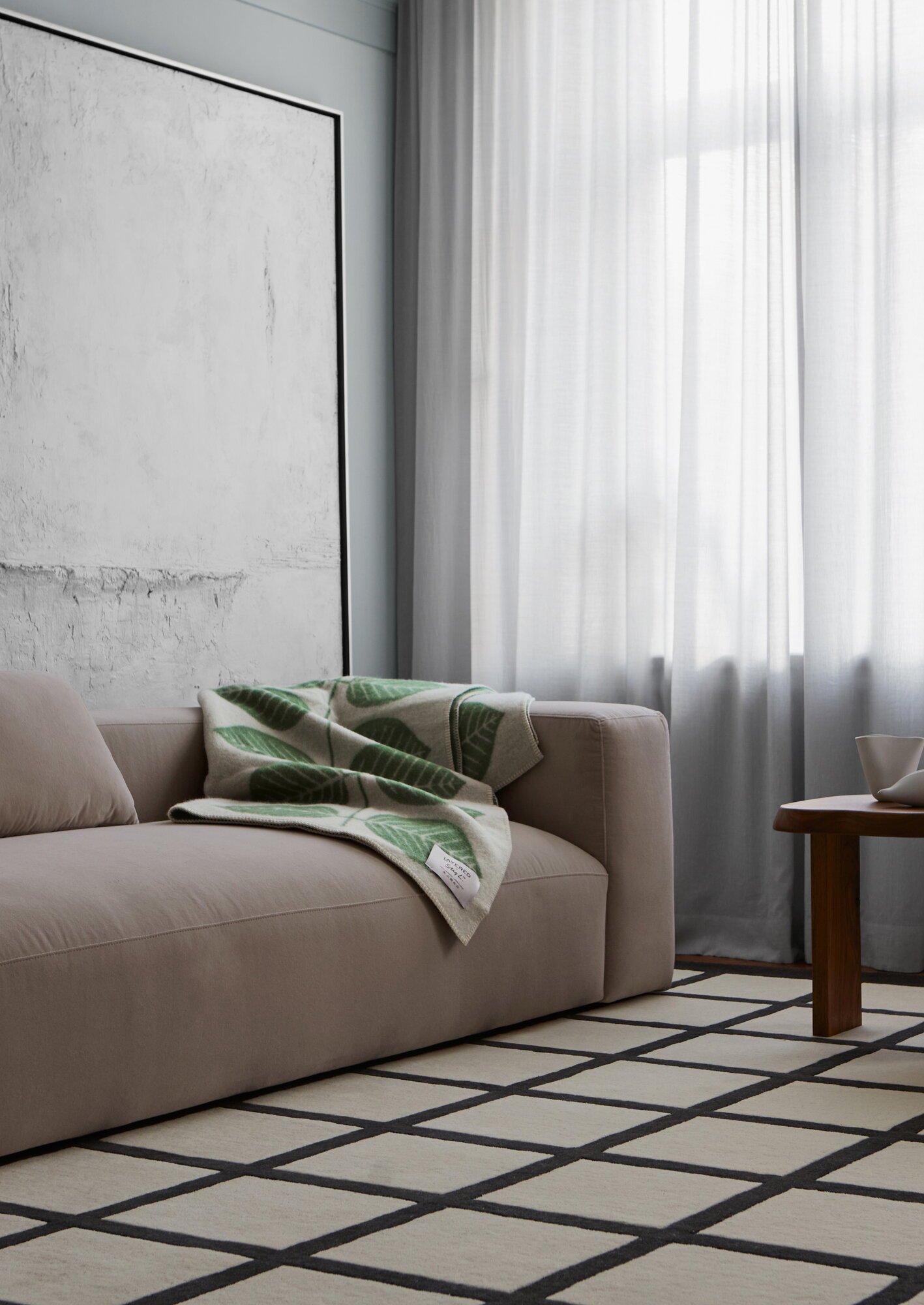 LAYERED Avenue Checked rug, black - white | Finnish Design Shop