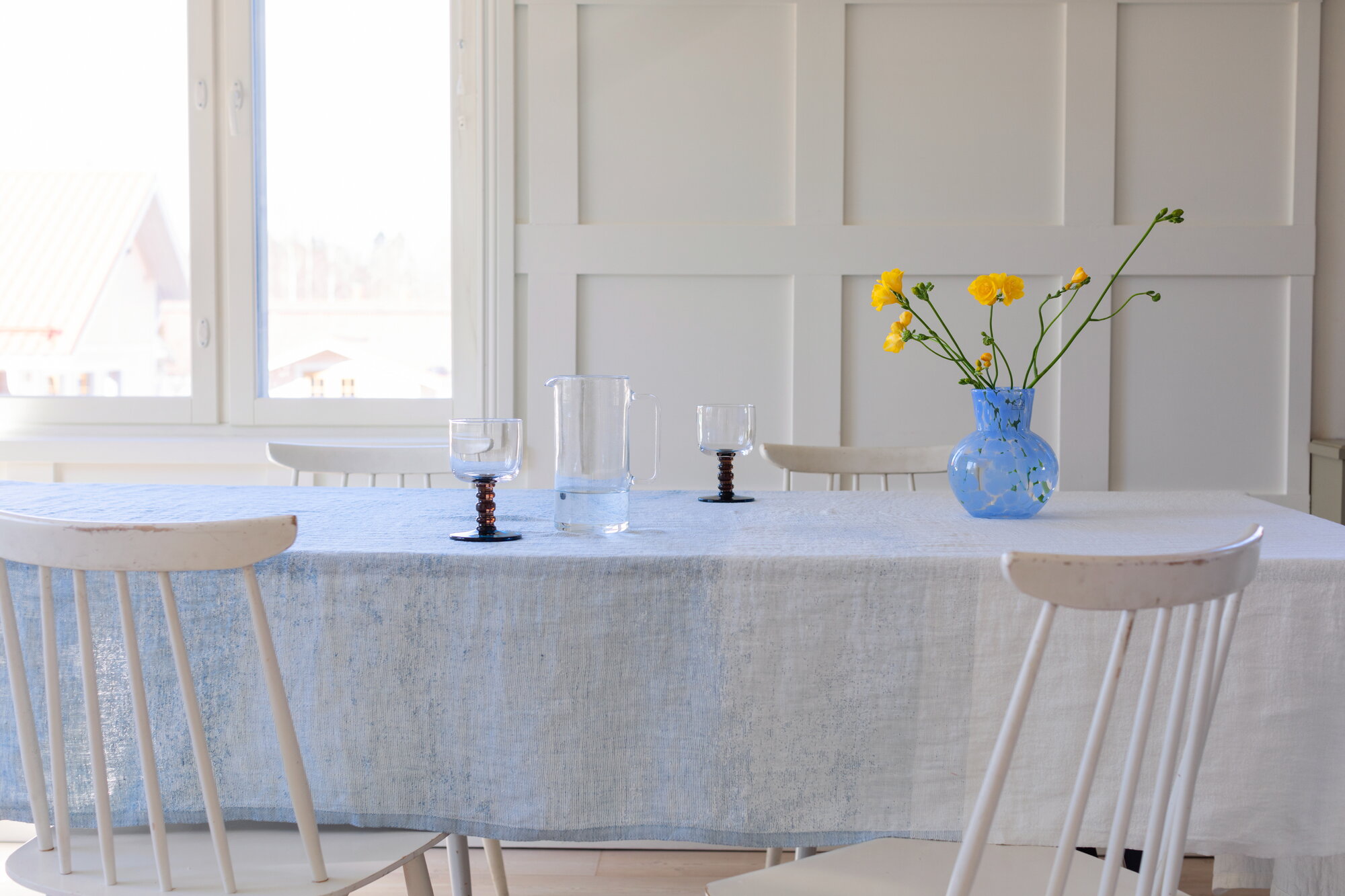 Lapuan Kankurit Saari table cloth/throw, 145 x 200 cm, white - blue ...