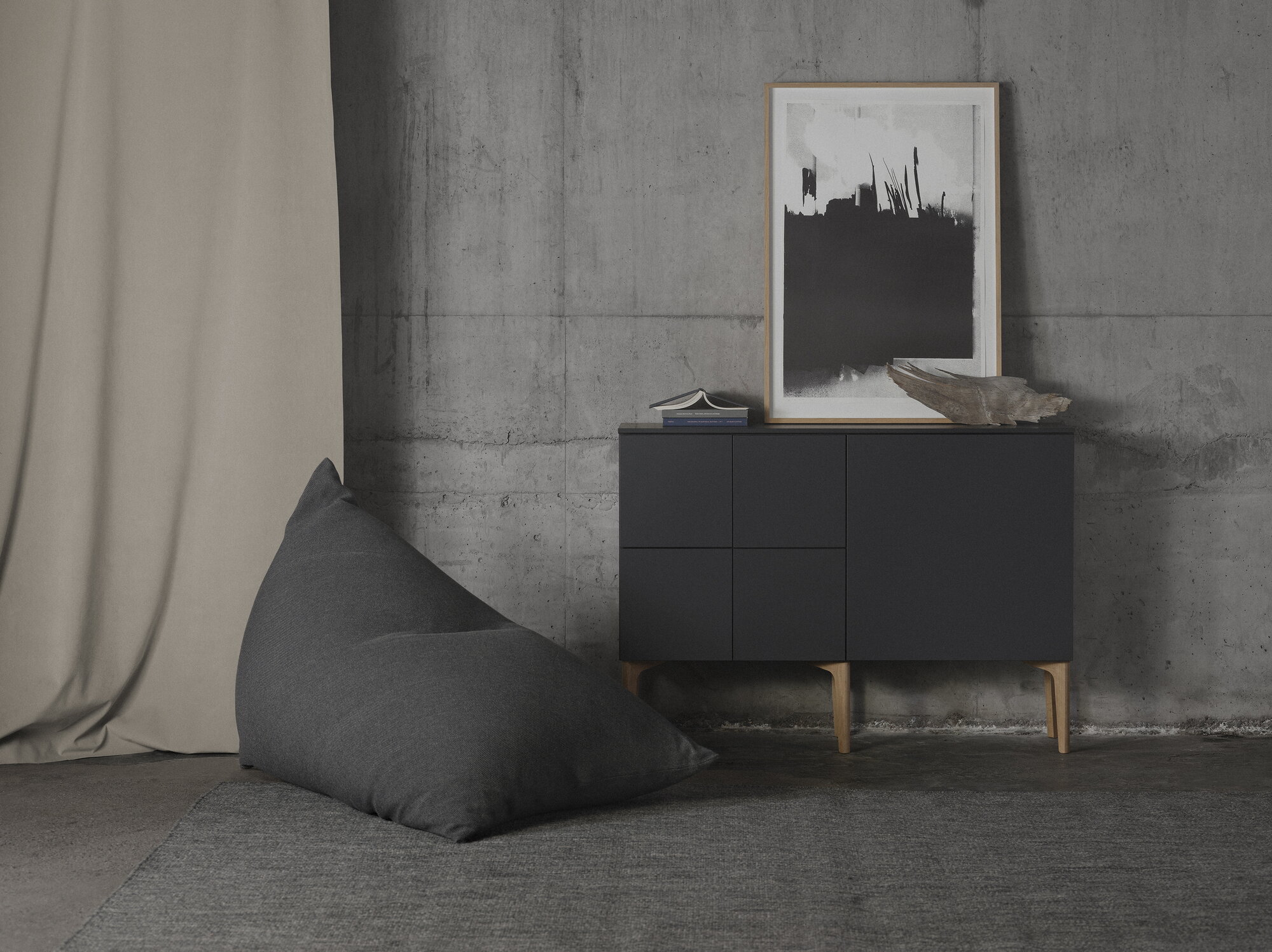 Lundia Fuuga Sideboard, 128 cm, Eiche schwarz | Finnish Design Shop