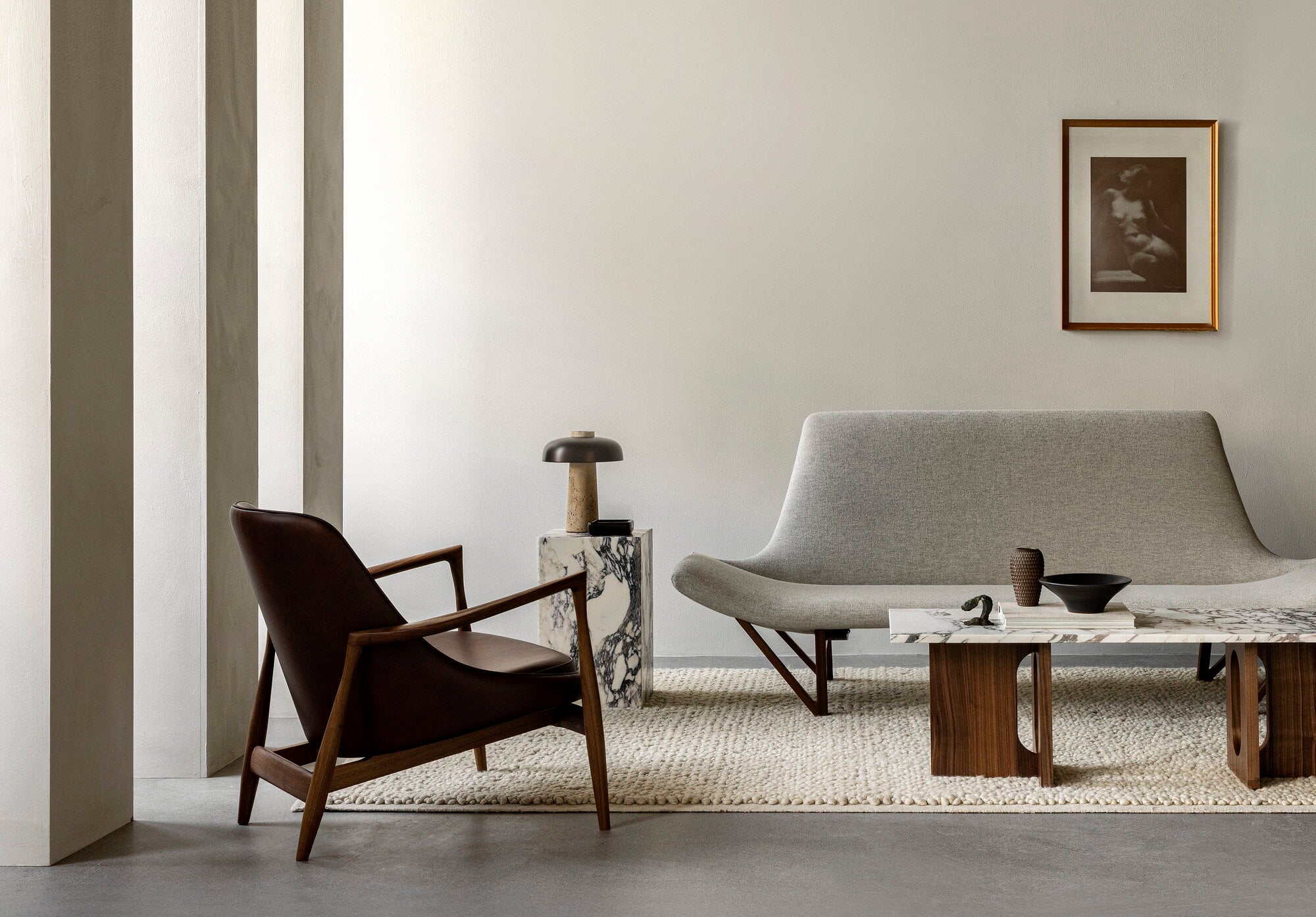 Audo Copenhagen Androgyne lounge table, oak - Calacatta Viola marble ...