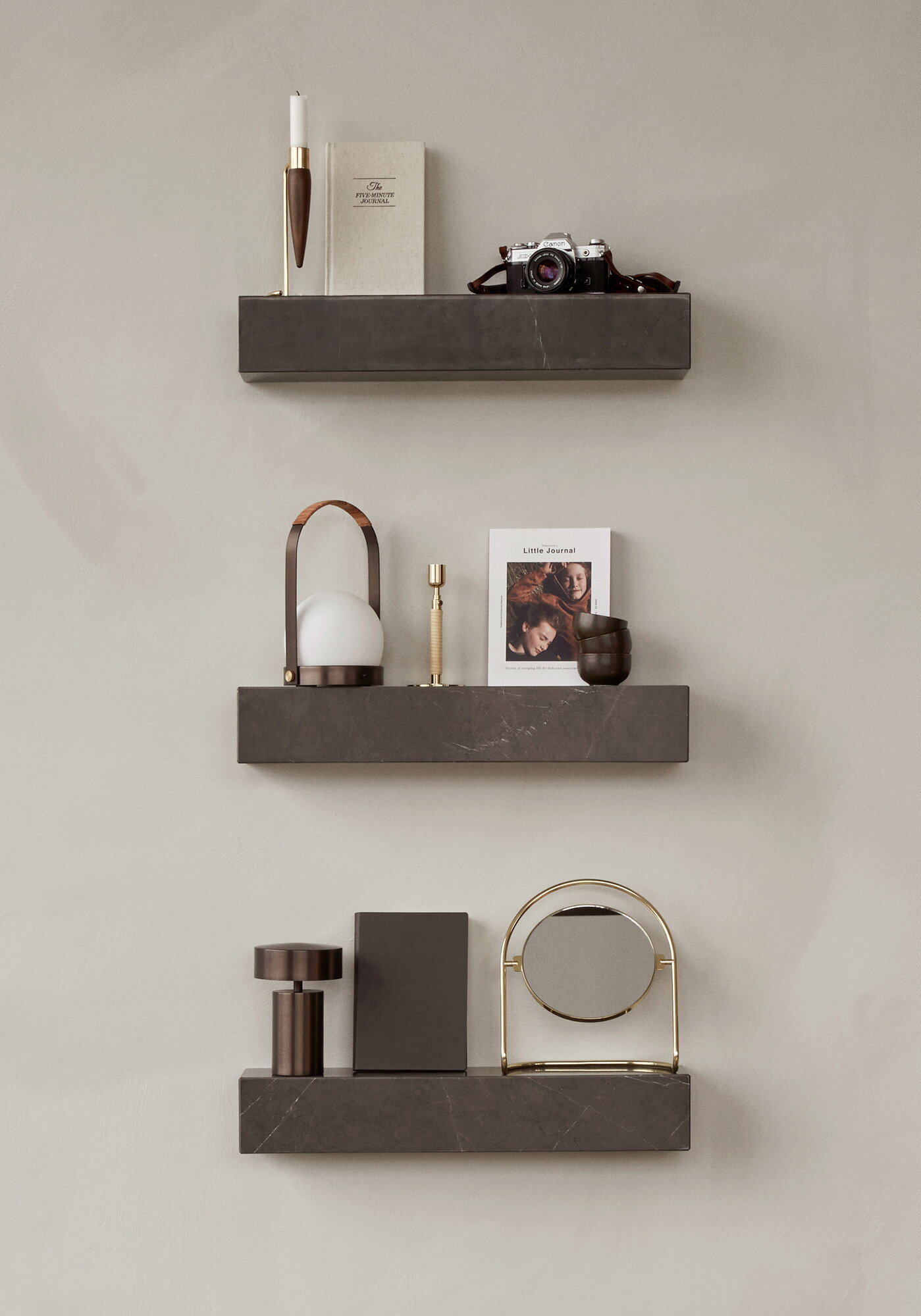 Audo Copenhagen Plinth shelf, grey Kendzo marble | Finnish Design Shop