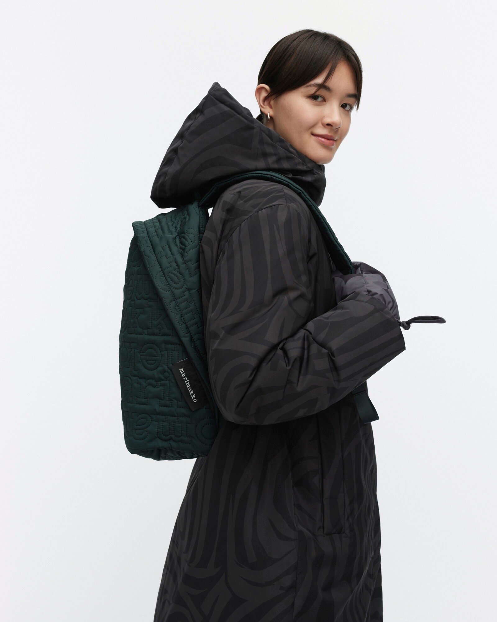 Marimekko Joy Backpack Logo, dark green | Finnish Design Shop IE