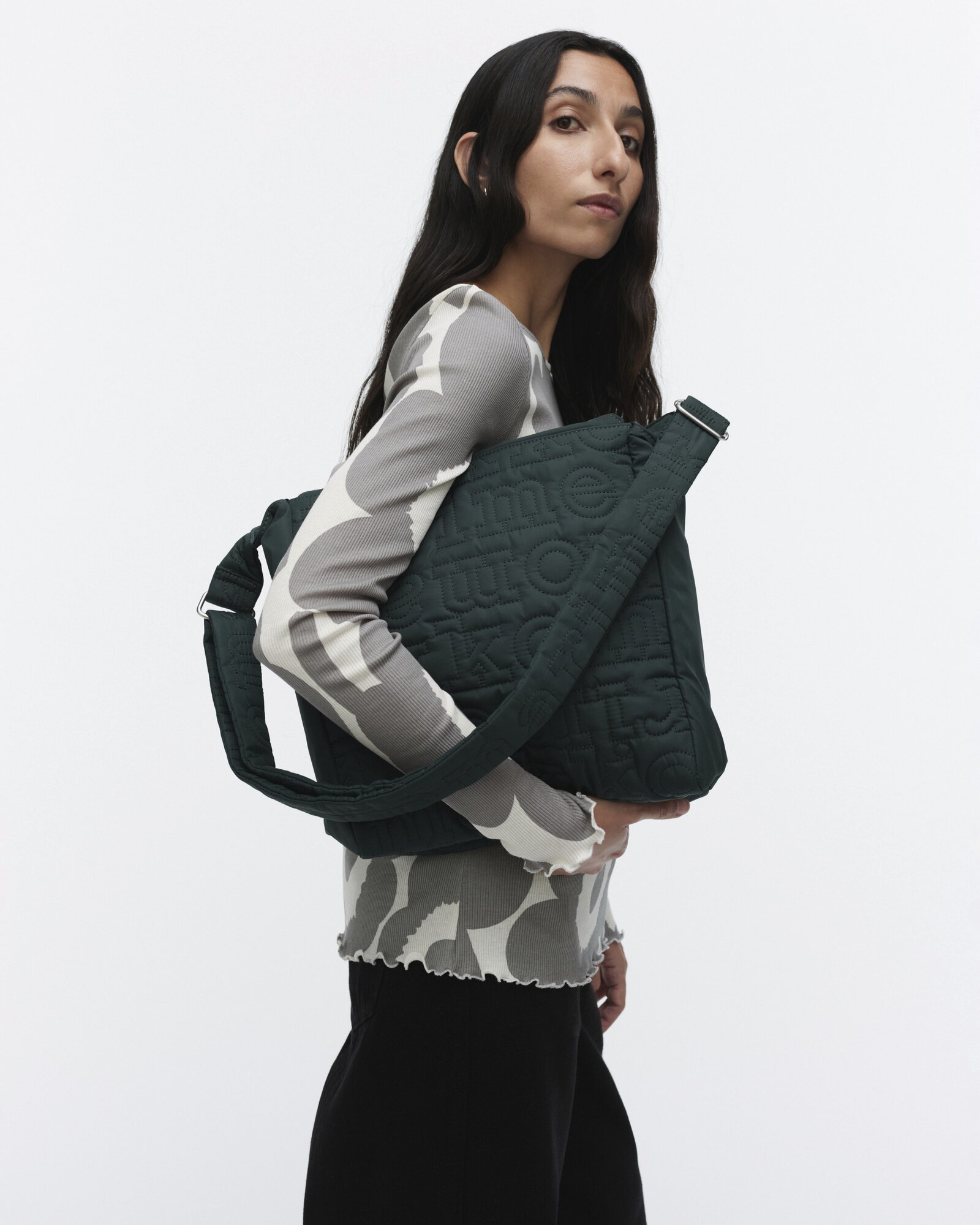 Marimekko Joy Crossbody Logo shoulder bag, M, dark green | Finnish ...