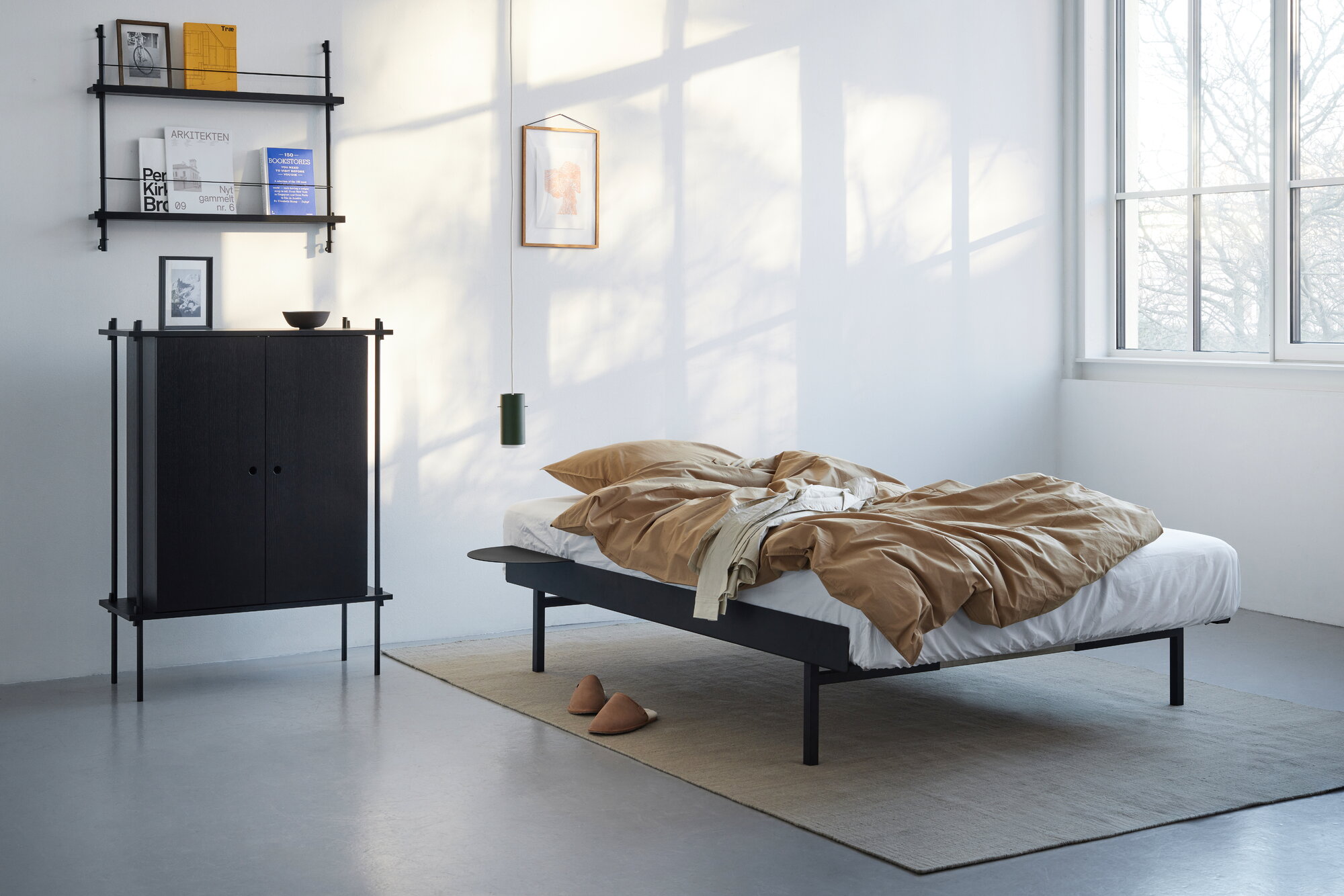 Moebe Bed, high, 90-180 cm, black | Finnish Design Shop