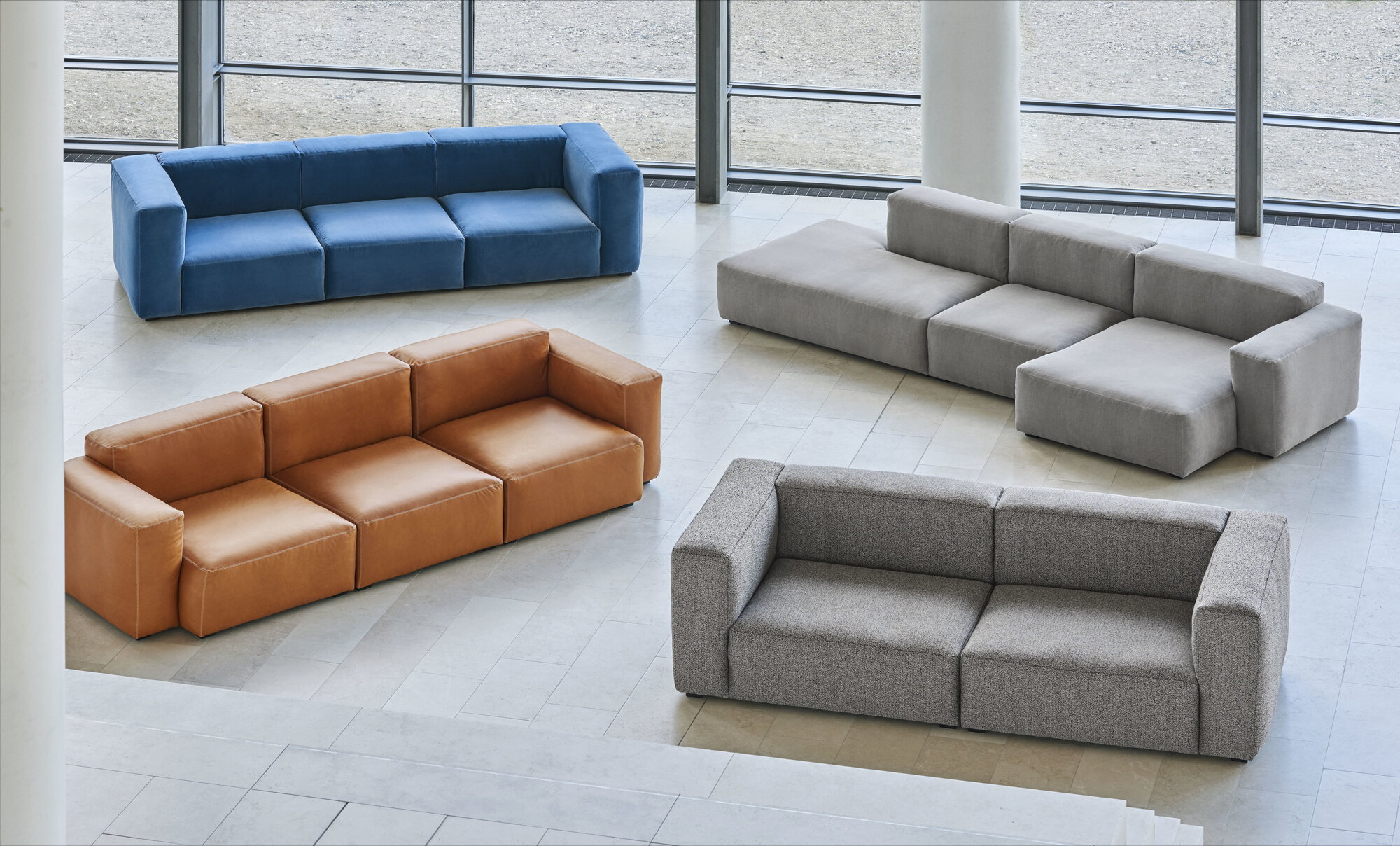 HAY Mags Soft 3-seater sofa, Comb.1 low arm, Sense 250 leather ...