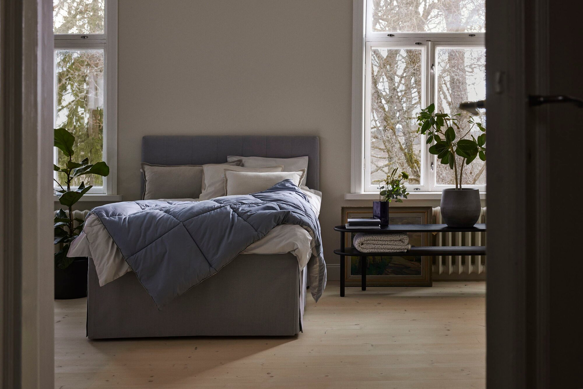 Matri Moona double bed cover, 260 x 260 cm, fog blue - stone | Finnish ...