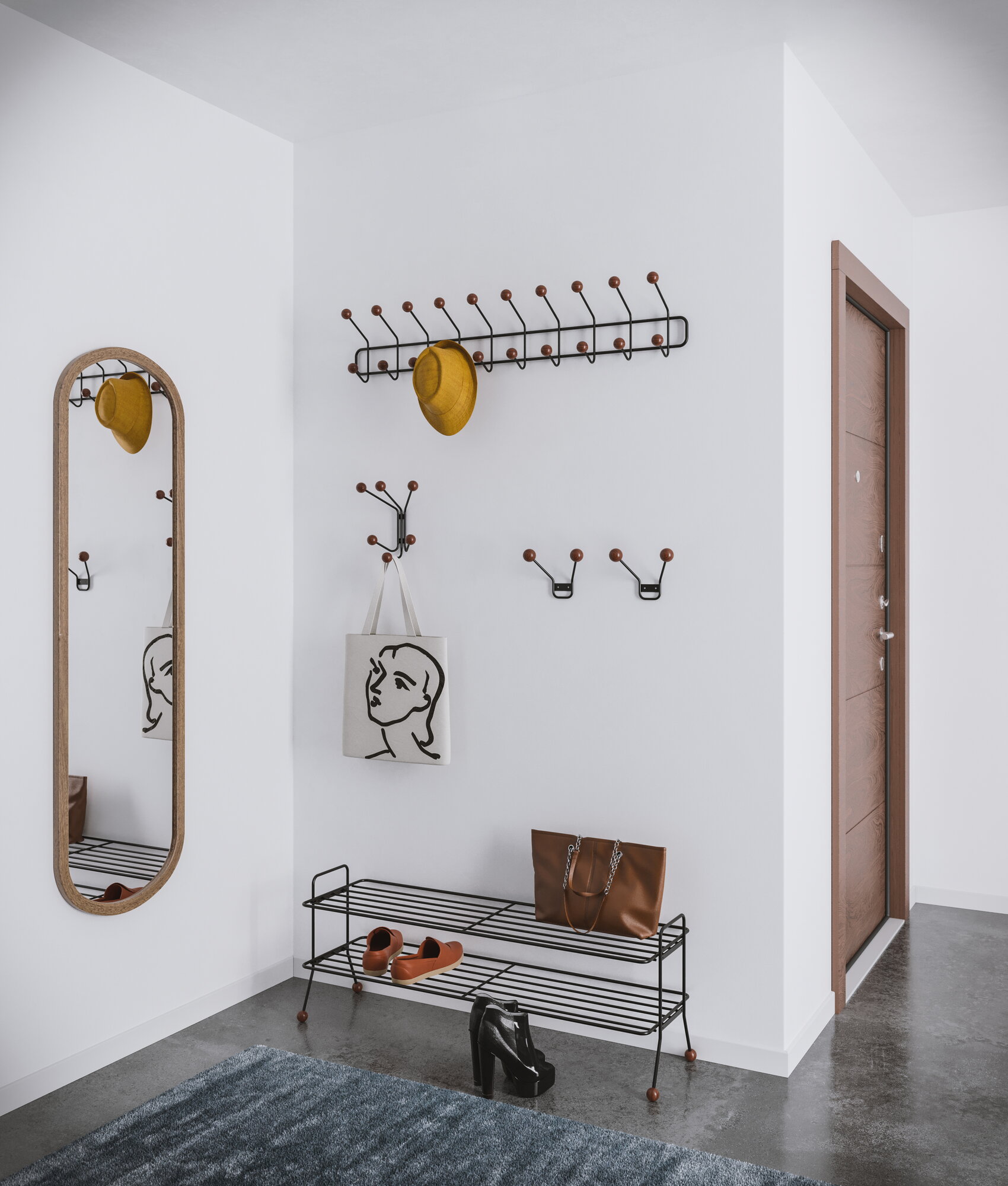 Maze Bill coat rack, XXS, black - walnut stained ash | Finnish Design Shop