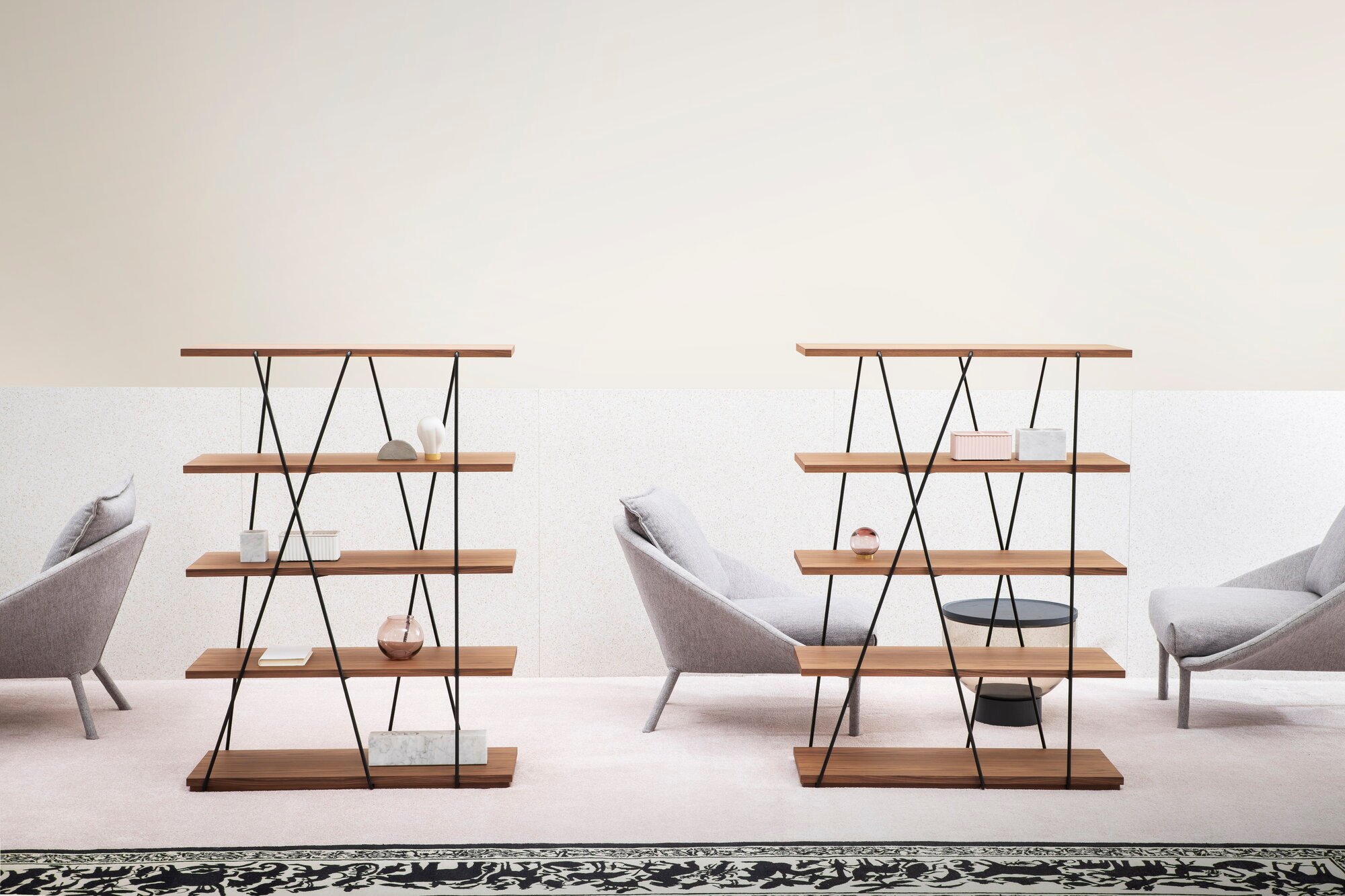 Miniforms Matassa bookcase, black - walnut | Finnish Design Shop UK