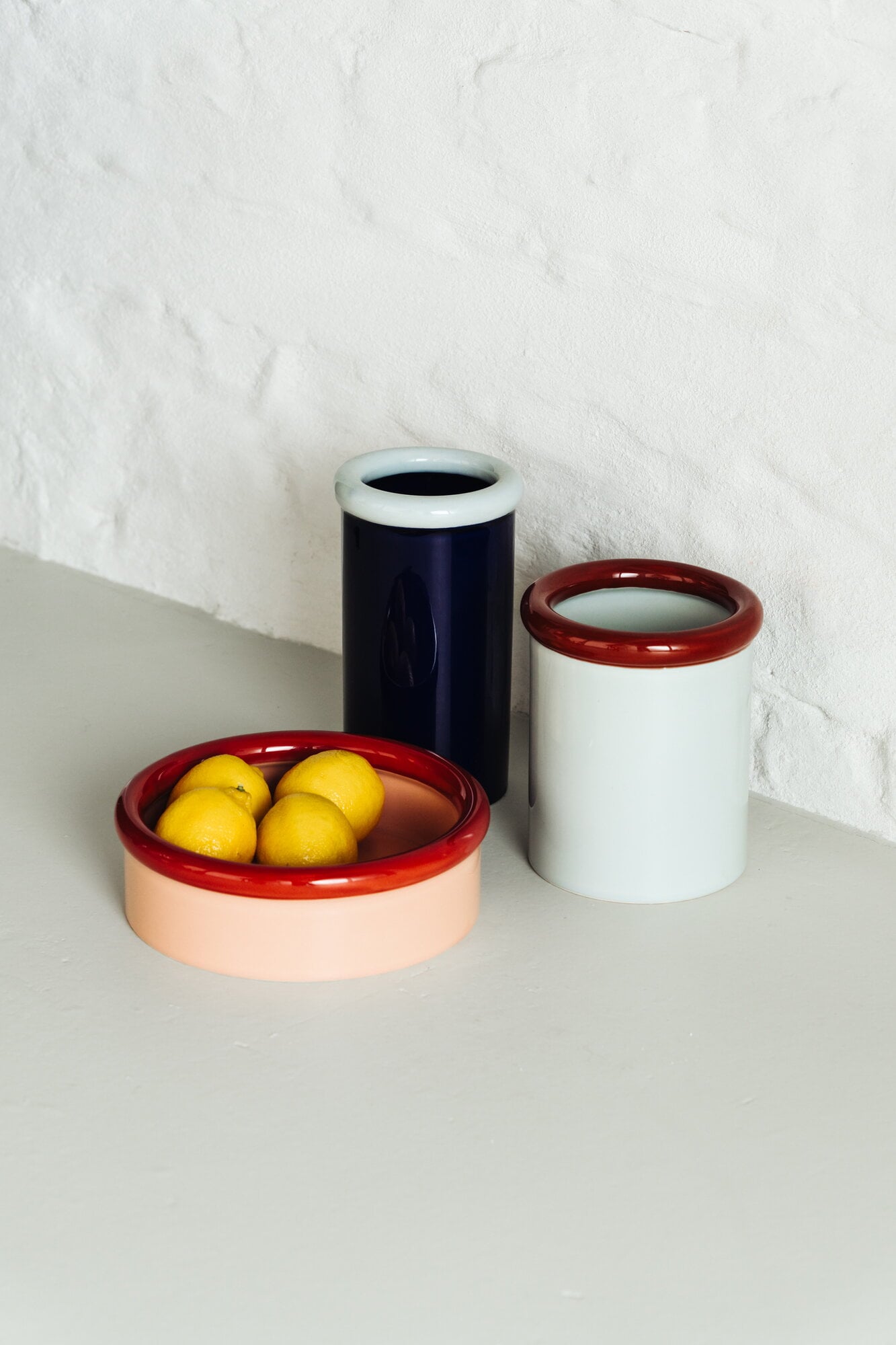 Nine Rod pot, 17,5 x 15,3 cm, terracotta - light blue | Finnish Design Shop