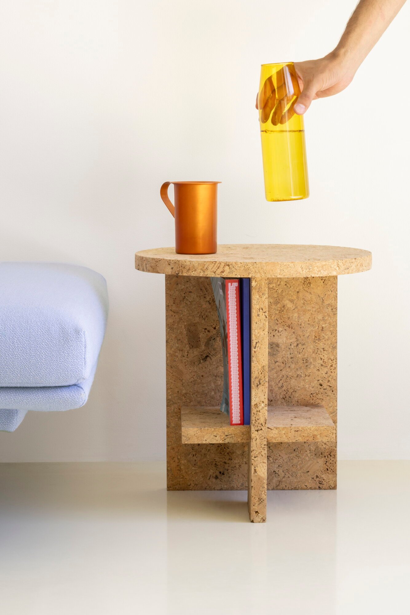 Nine Tee side table, round, natural cork | Finnish Design Shop