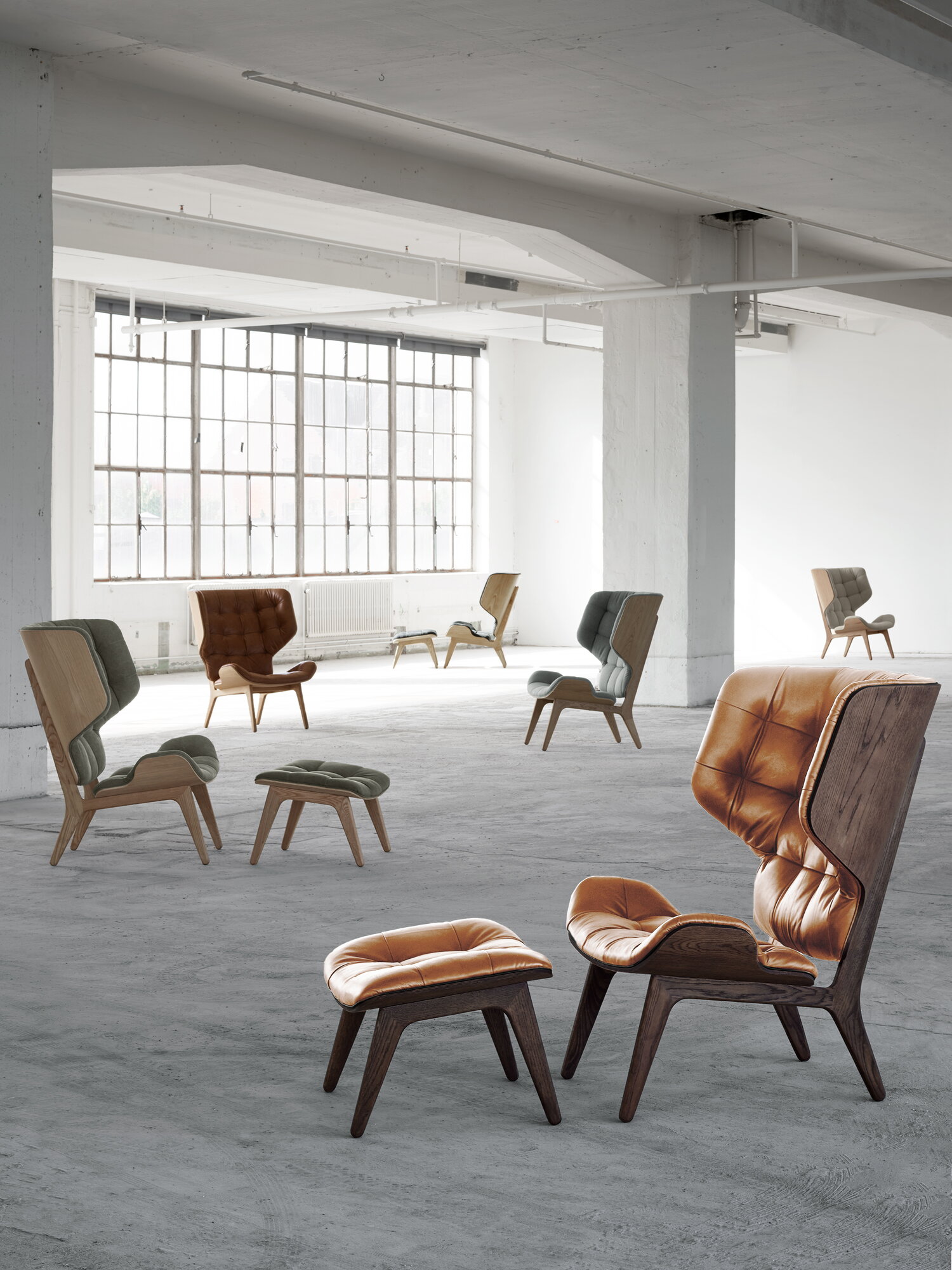 NORR11 Mammoth chair, dark smoked oak - Dunes Camel 21004 leather ...