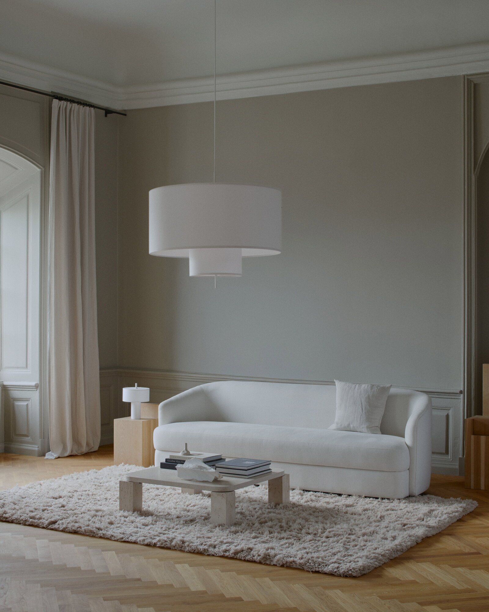 New Works Margin portable table lamp, white canvas | Finnish Design Shop