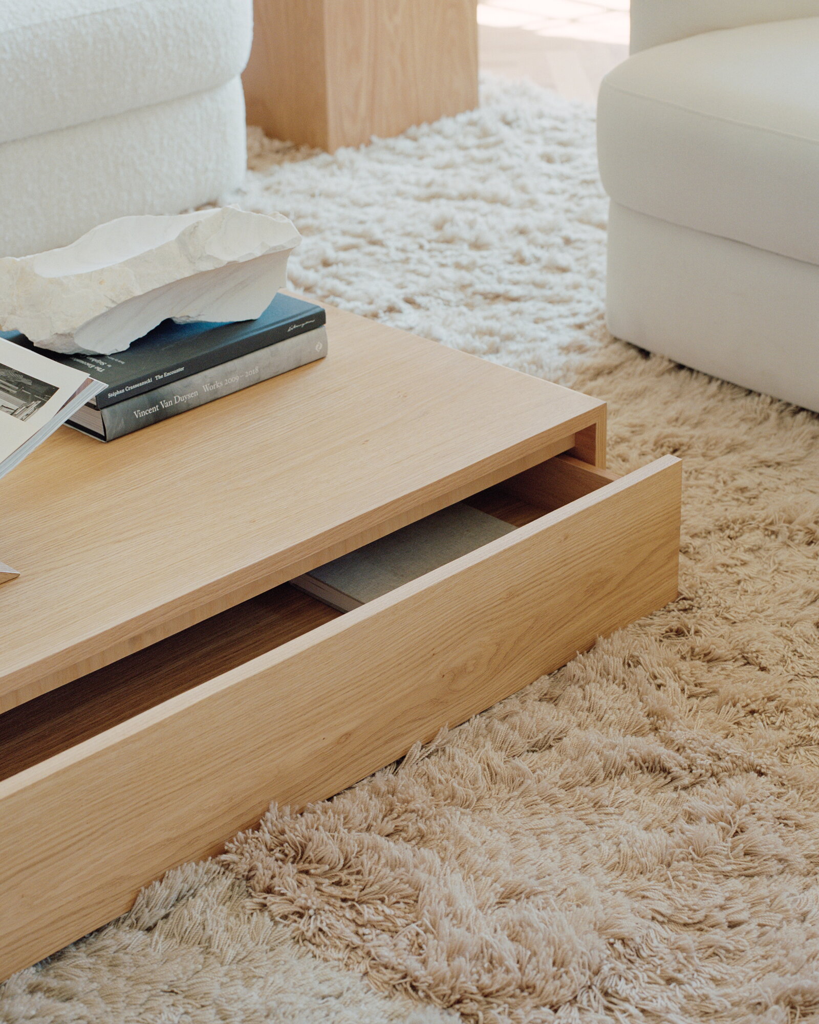 New Works Mass Wide coffee table with drawer, oak | Finnish Design Shop