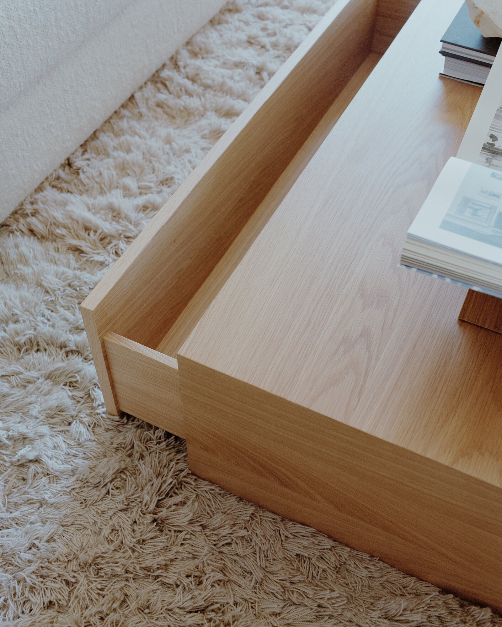New Works Mass High coffee table with drawer, oak | Finnish Design Shop