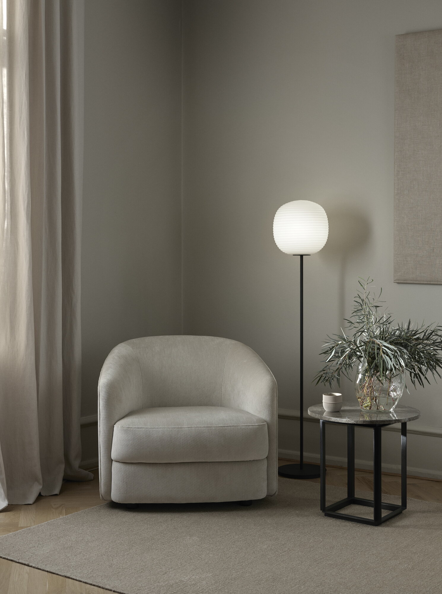 New Works Florence side table 50 cm, black - grey marble | Finnish ...