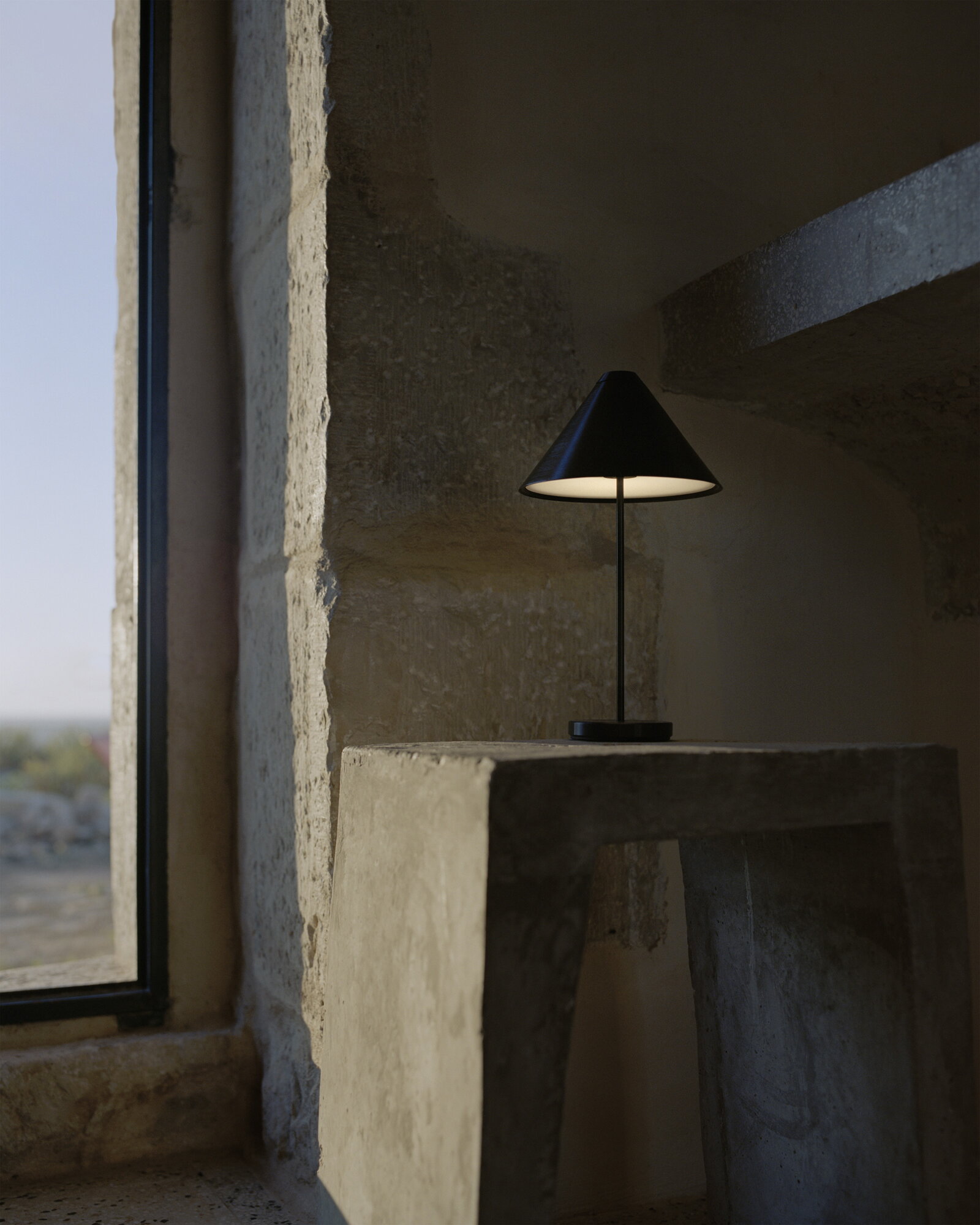 New Works Brolly portable table lamp, black steel | Finnish Design Shop