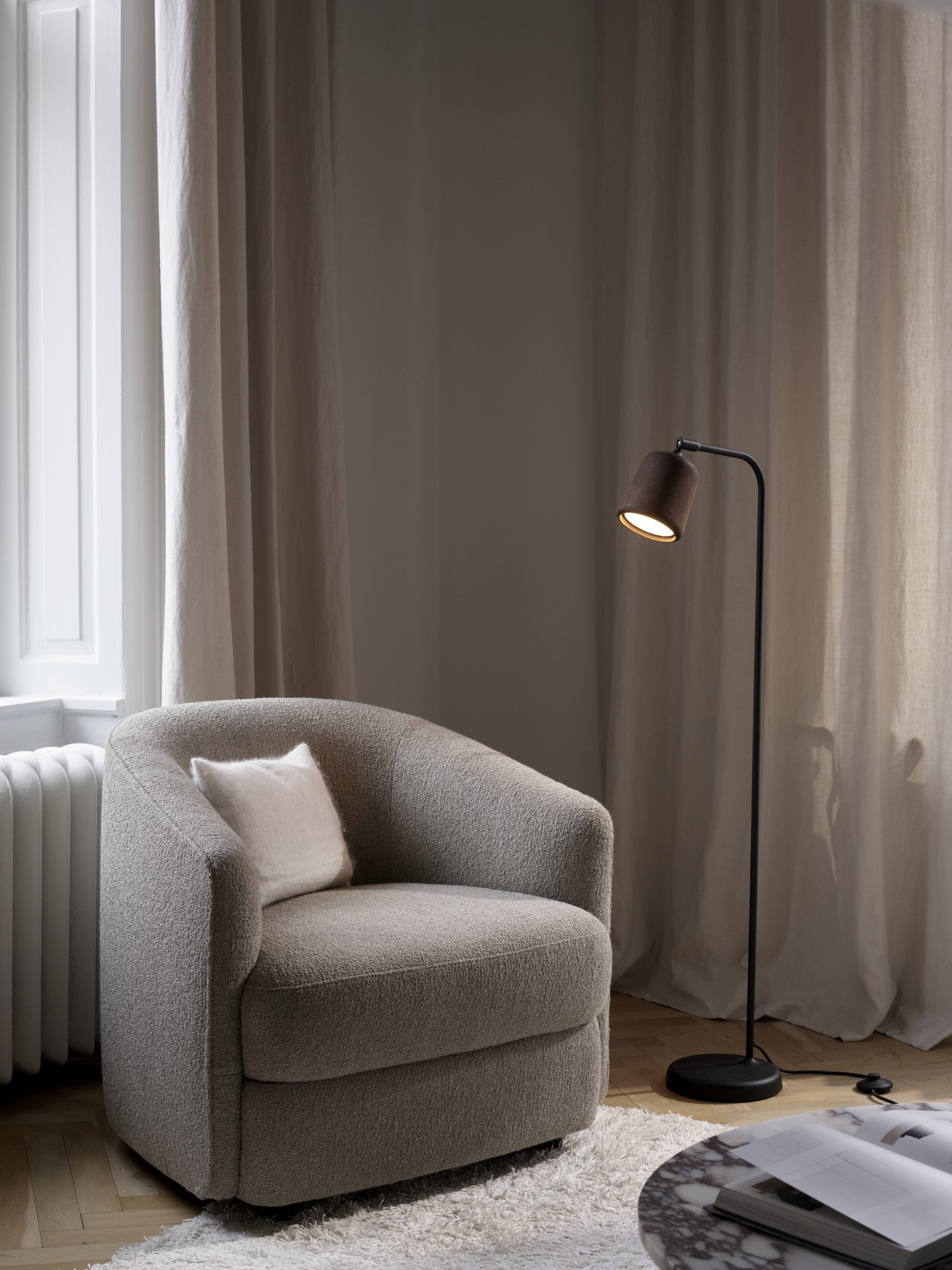 New Works Material floor lamp, smoked oak | Finnish Design Shop UK