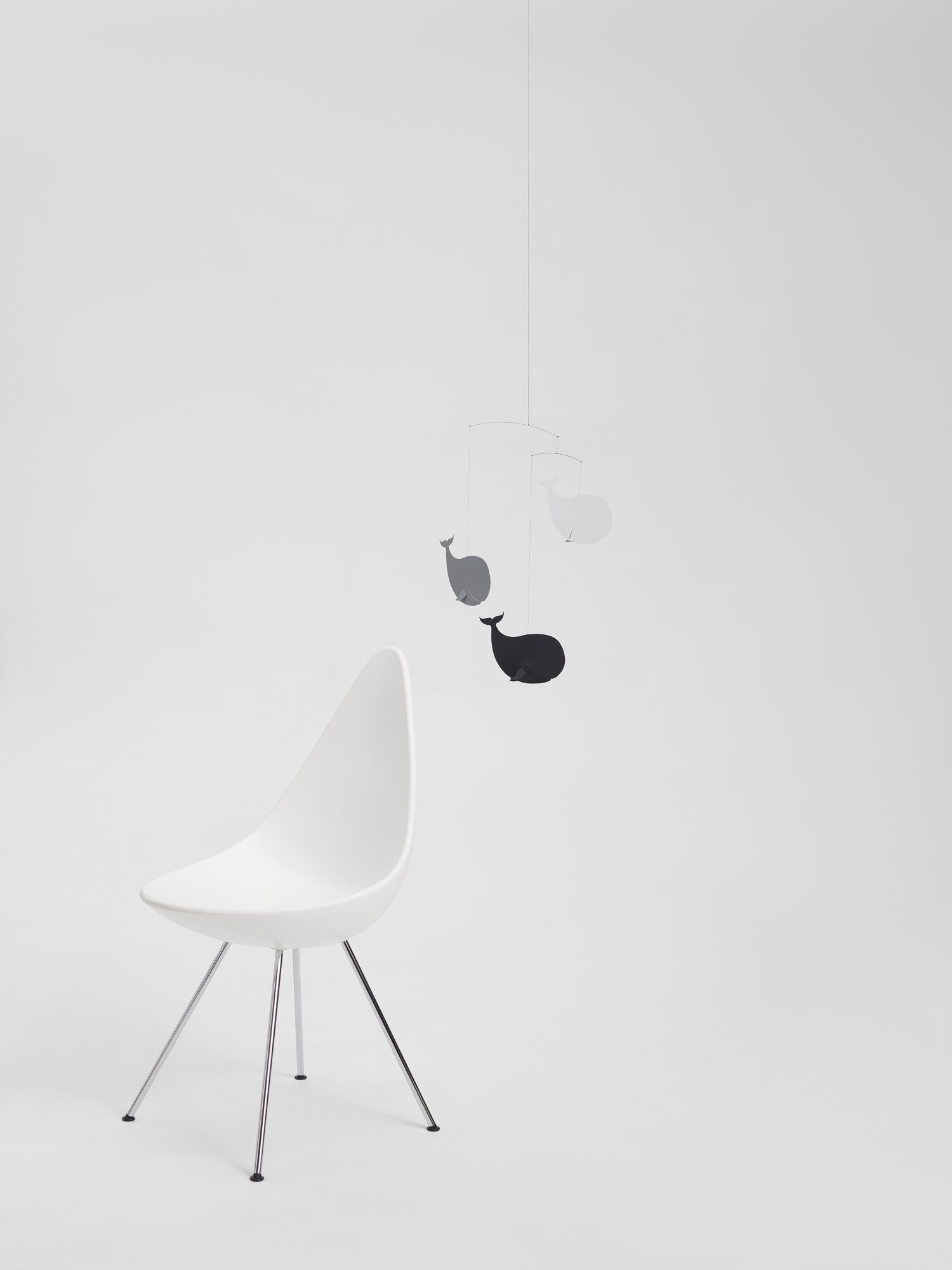Flensted Mobiles Happy Whales mobile, greyscale | Finnish Design Shop