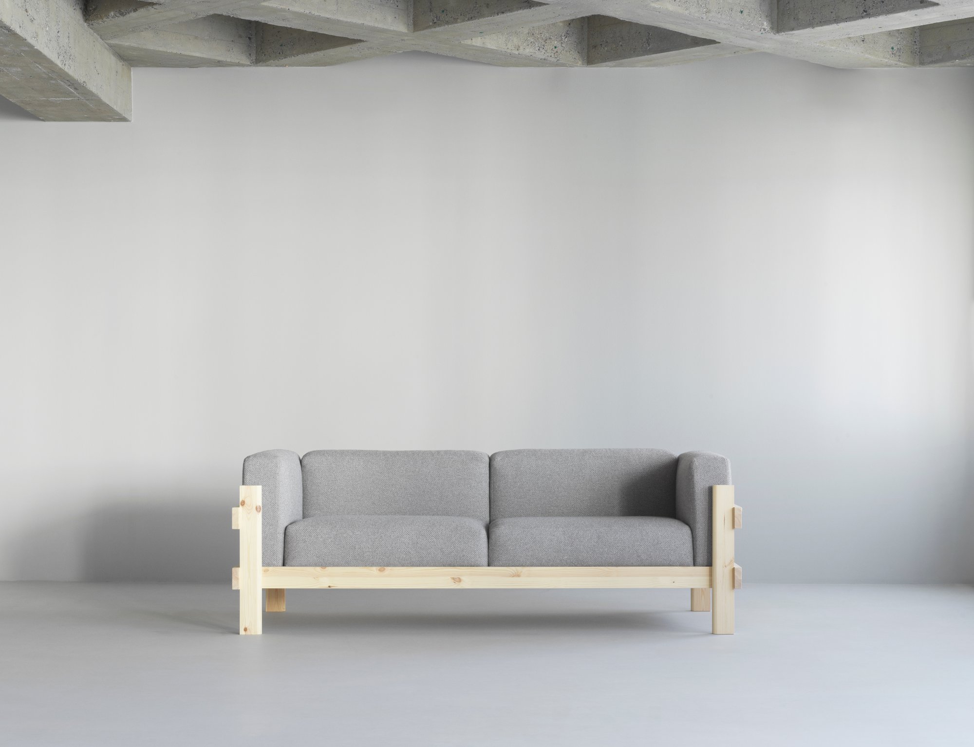 Normann Copenhagen Kube sofa, 3-seater, pine - Remix 133 grey | Finnish ...