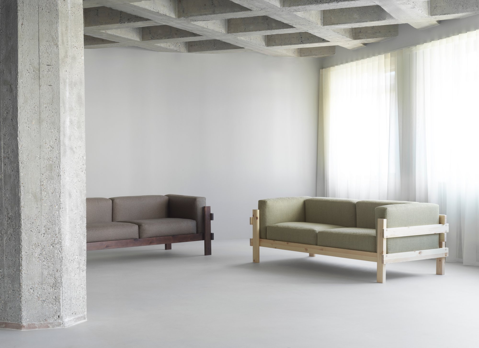 Normann Copenhagen Kube sofa, 3-seater, pine - Hallingdal 110 light ...