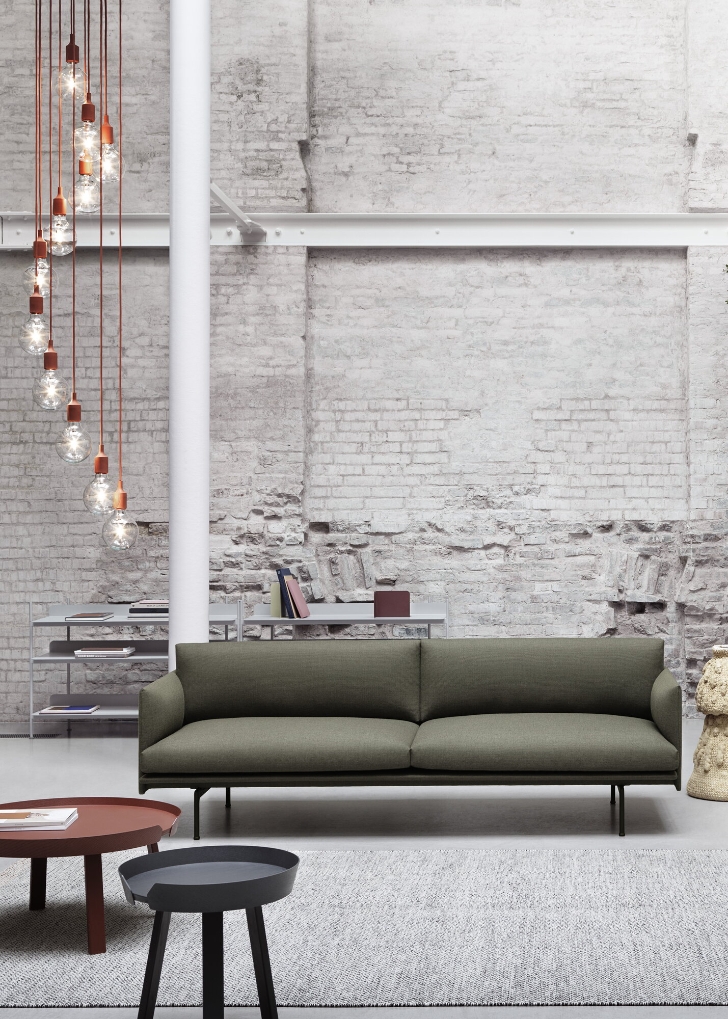 Muuto Outline sofa, 3-seater, black metal - Fiord 961 | Finnish Design Shop