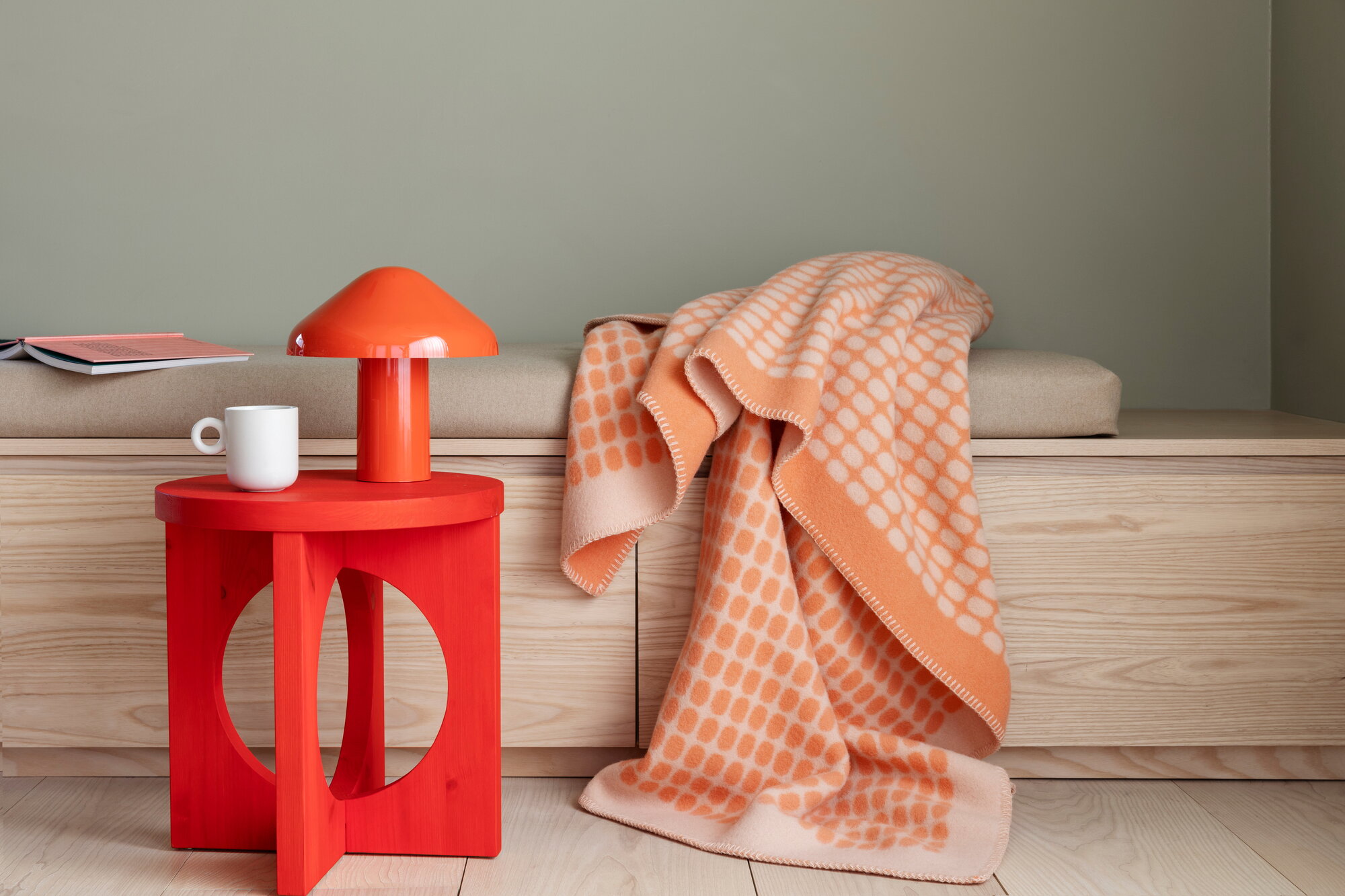 Røros Tweed Palette throw, 135 x 200 cm, coral | Finnish Design Shop