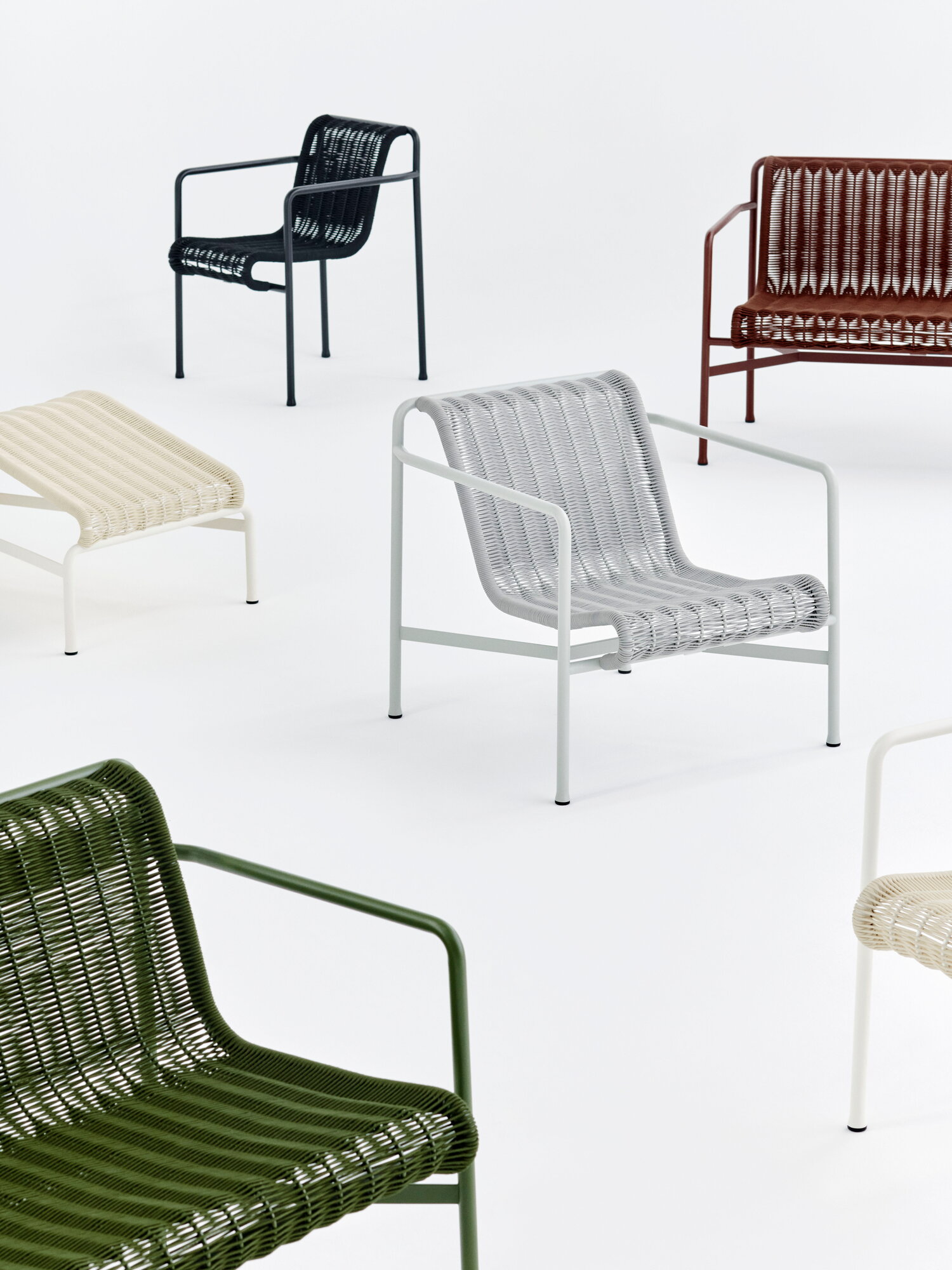 HAY Palissade Cord dining bench with armrest, olive | Finnish Design ...