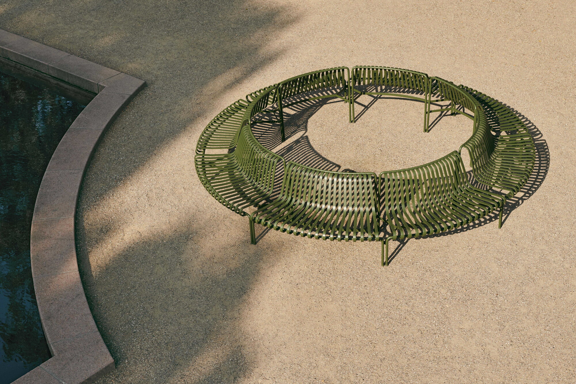 HAY Palissade Park dining bench add-on, out, sky grey | Finnish Design Shop