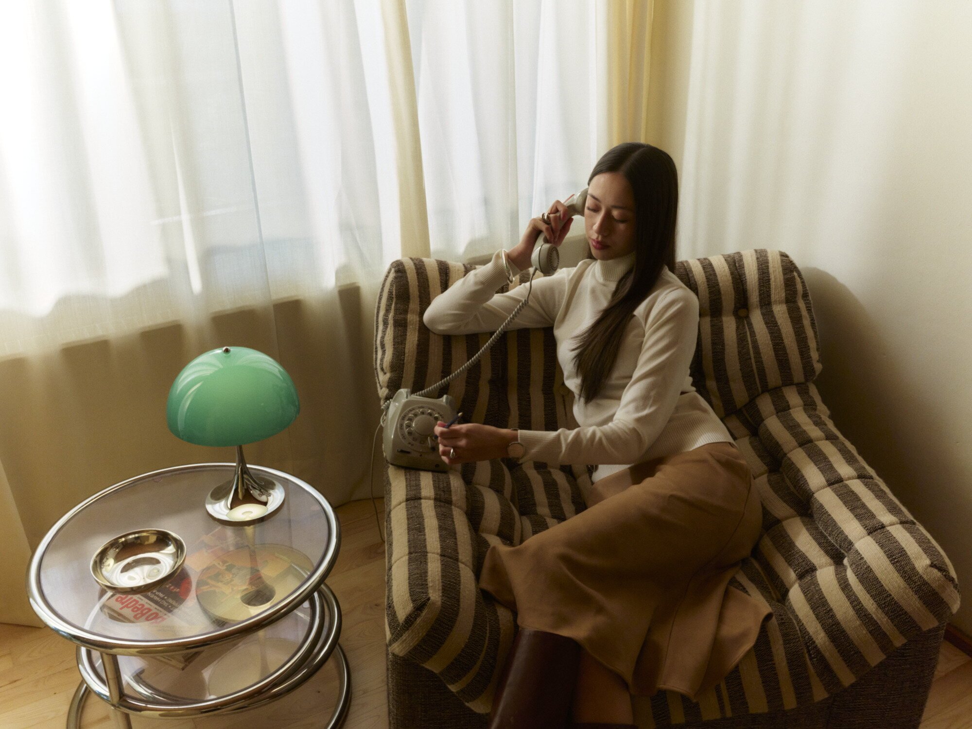 Louis Poulsen Panthella 250 Portable table lamp, opal green - chrome ...